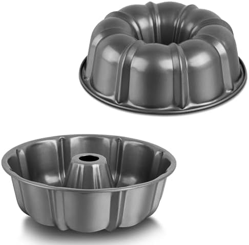 2 Packs Fluted Cake Pan, 10 Inch Nonstick Tube Pan for Baking Buntz ...