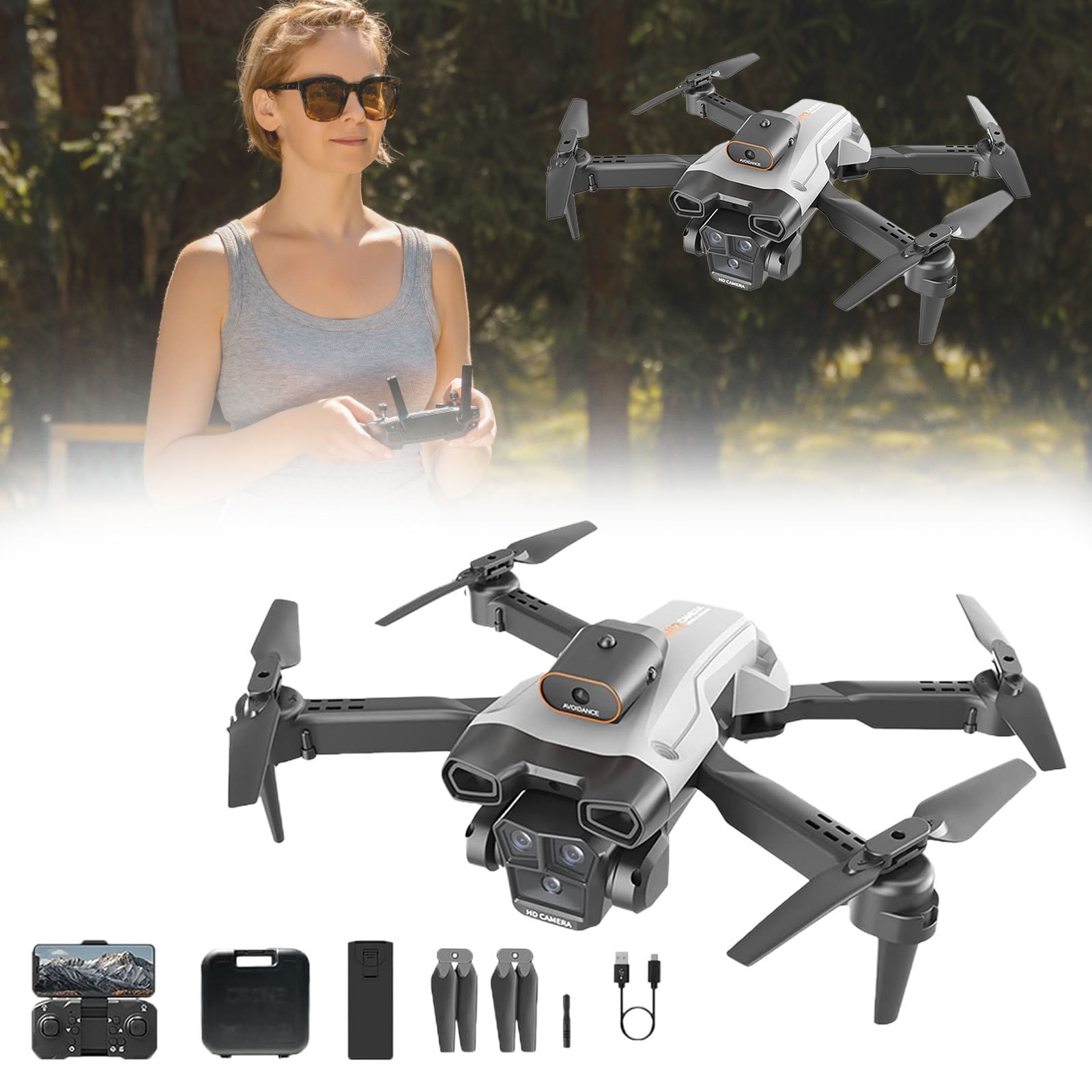 2 Packs Flying Machines,Triple Camera Drone 2024 Triple Camera Drone ...