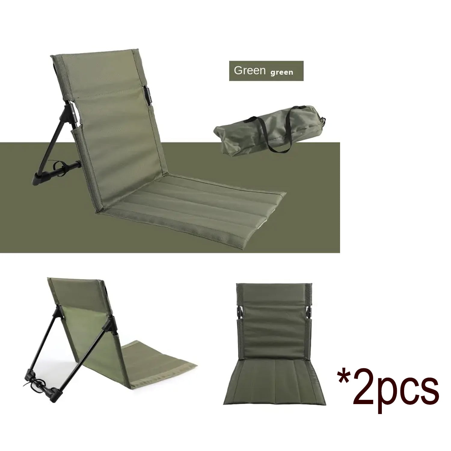 2 Packs Folding Backpack Beach Chair - Portable Beach Chair, Low Seat ...