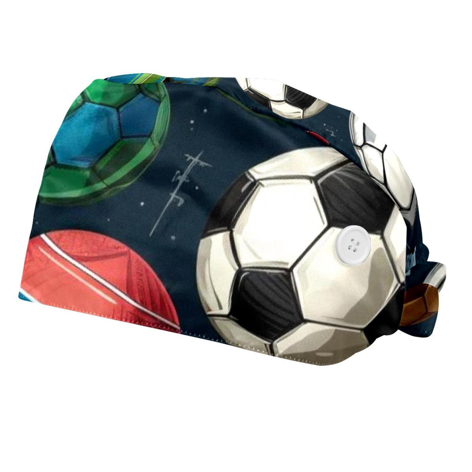 2 Packs Football Soccer Working Hat Adjustable Scrub Cap with Buttons ...