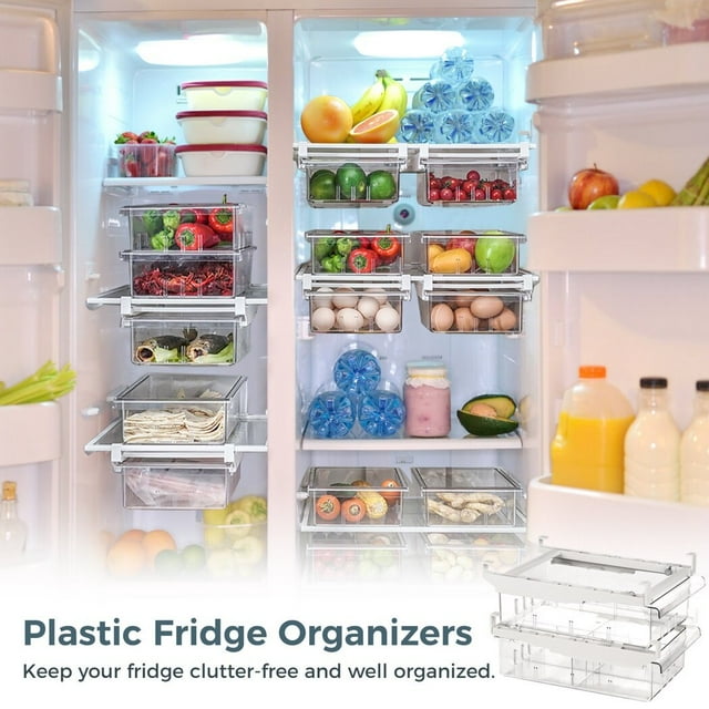 2 Packs Fridge Organizers, Fridge Drawer Storage Bins, Freezer Bins ...