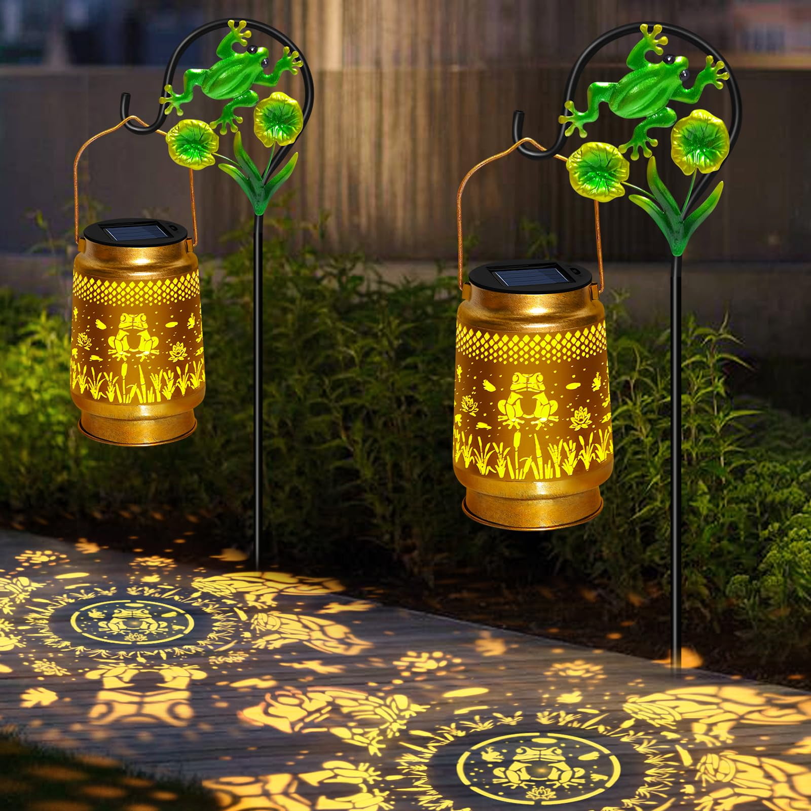 2 Packs Frog Solar Lanterns Outdoor Waterproof with Hook,Frog Birthday ...