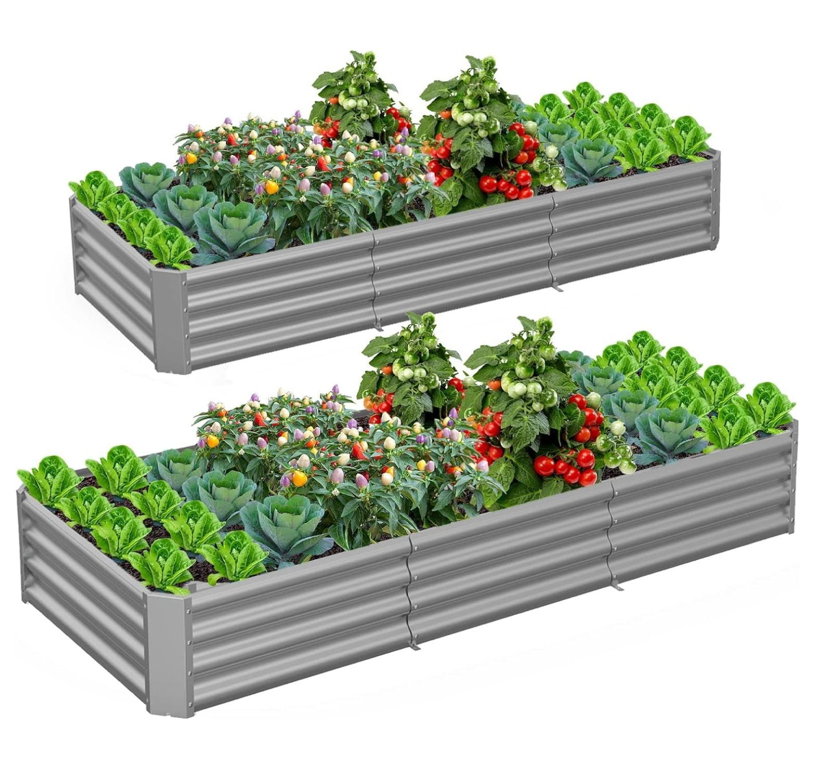 2 Packs Galvanized Raised Garden Bed Large Metal Elevated Planter Box ...