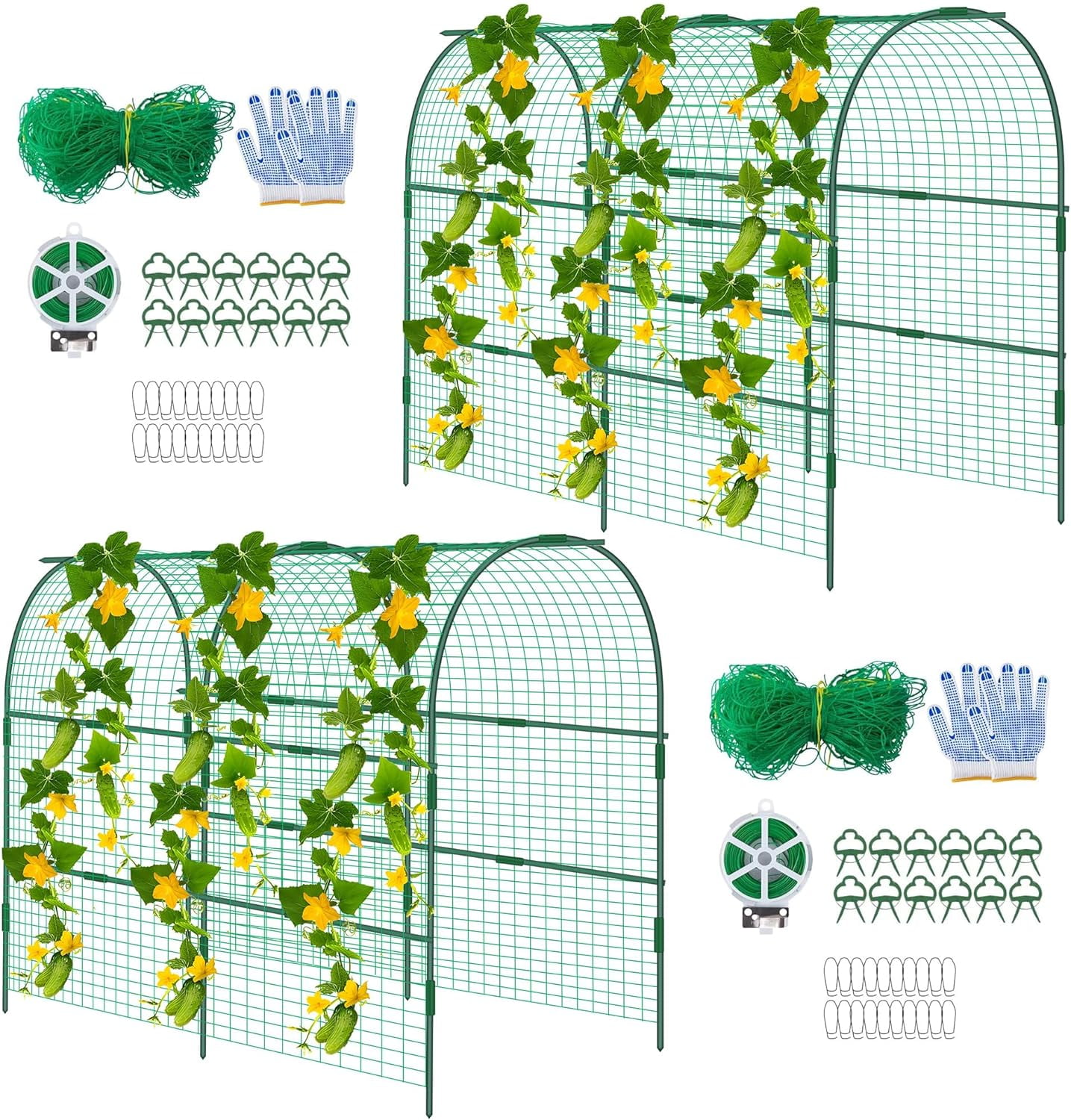 2 Packs Garden Cucumber Trellis for Plant- 47 x 47 Inch Metal Arch ...