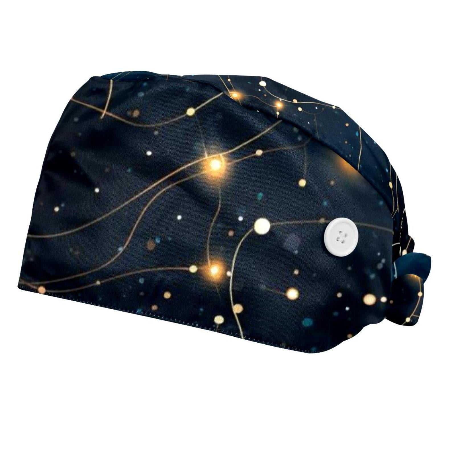 2 Packs Gemini Zodiac Signs Surgical Cap with Buttons for Long Hair ...