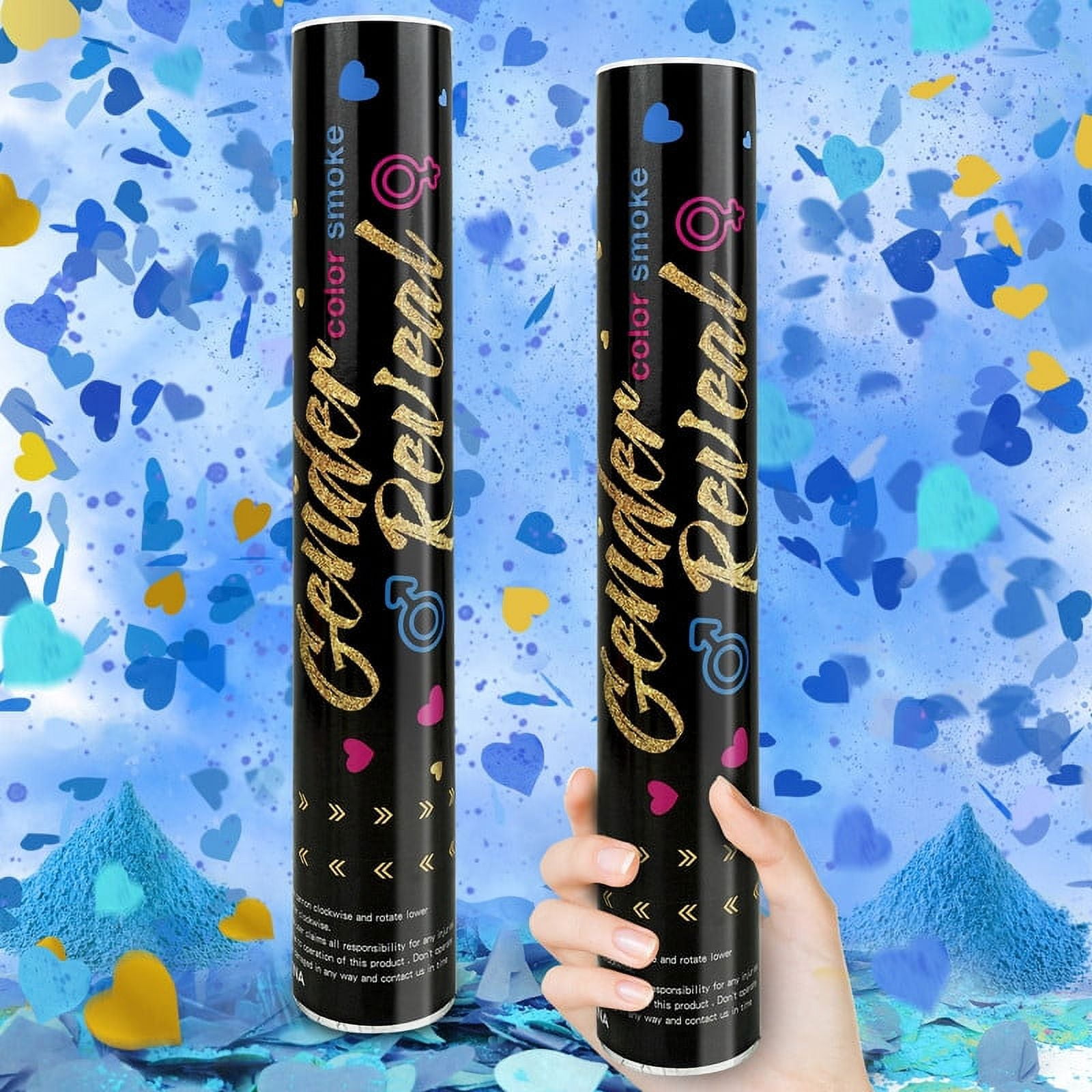 2 Packs Gender Reveal Powder Confetti Cannon, Biodegradable Gender ...