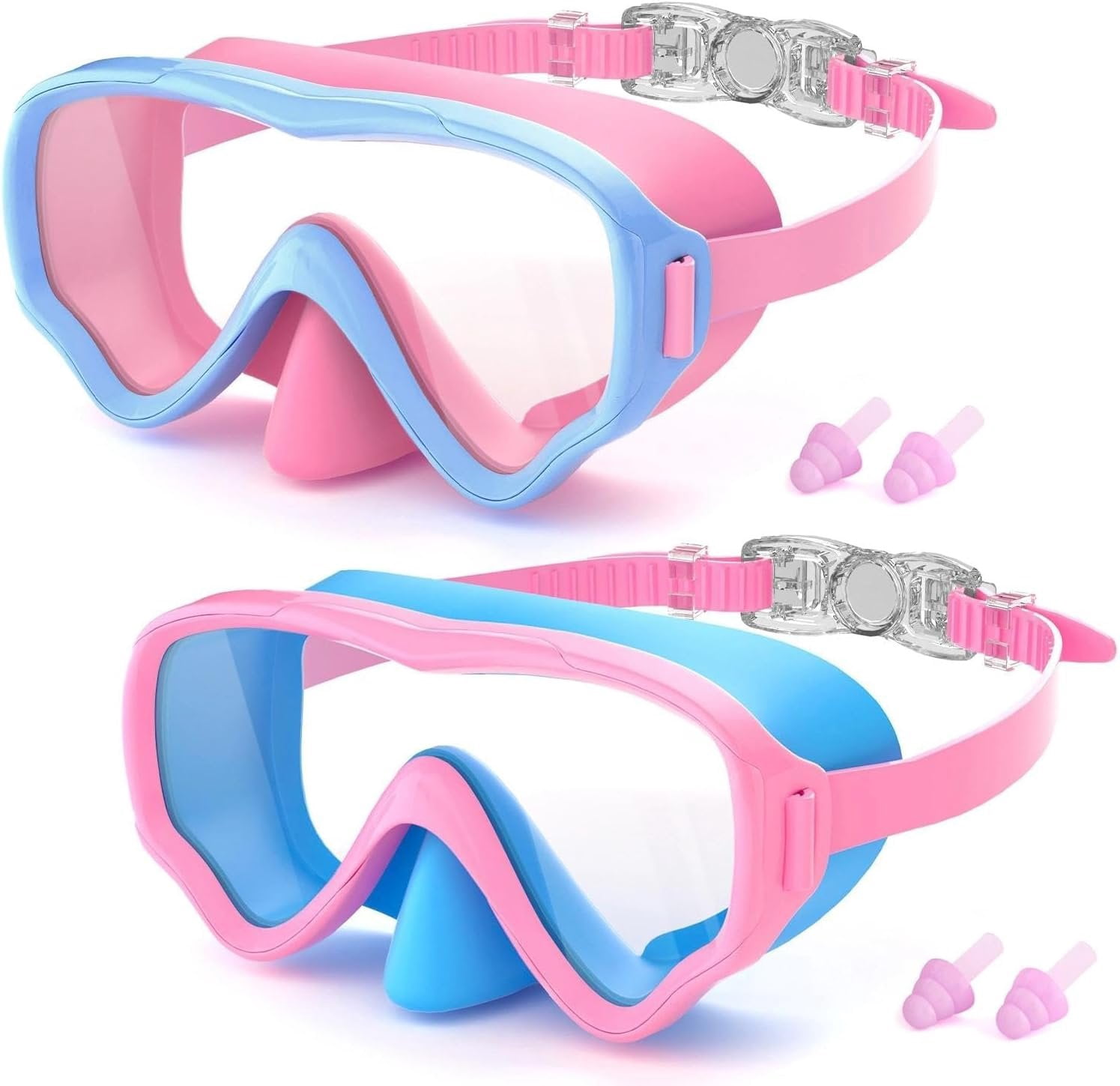 2 Packs Goggles with Nose Cover, 180? Wide View Swimming Goggles for 4 ...