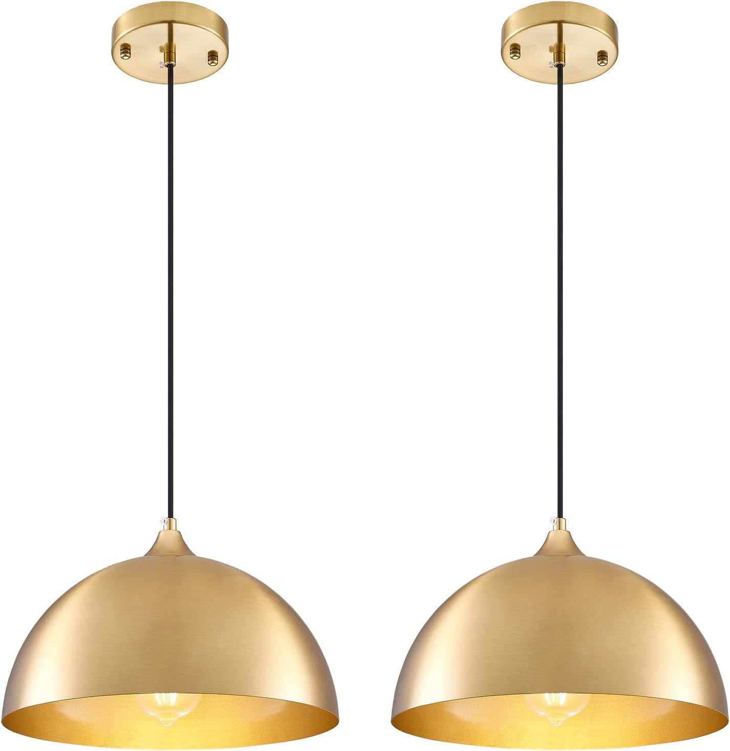 2 Packs Gold-Electroplated Industrial Pendant Light 11.8inches,Metal ...