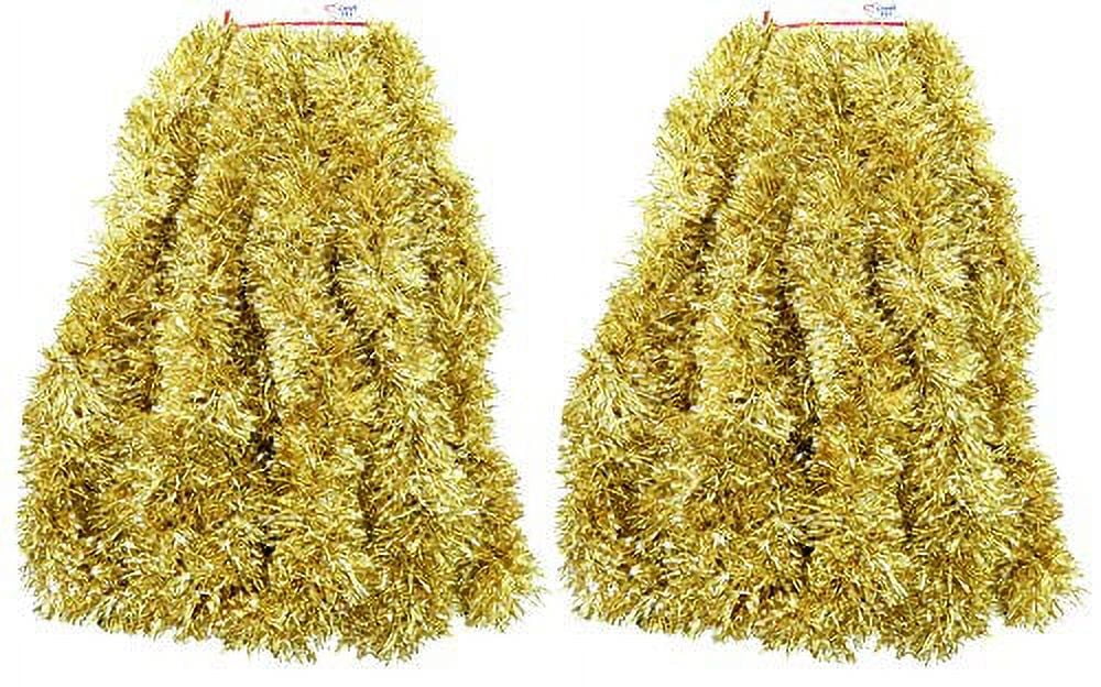 2 Packs Gold Super Duper Thick Tinsel Garland 50 Ft Total (Two Strands ...