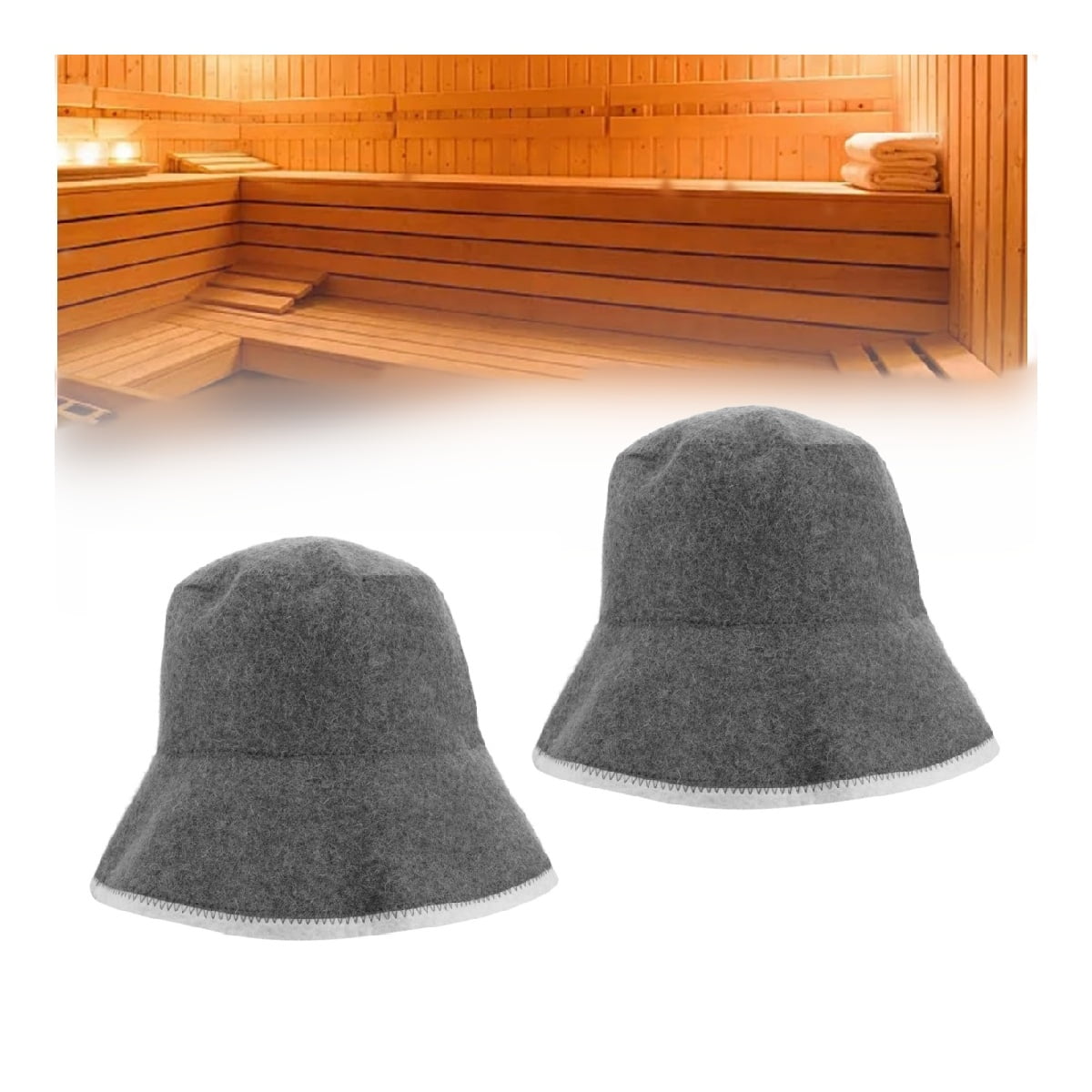 2 Packs Gray Breathable Wool Sauna Hat,11x7In Durable Handmade Wool ...