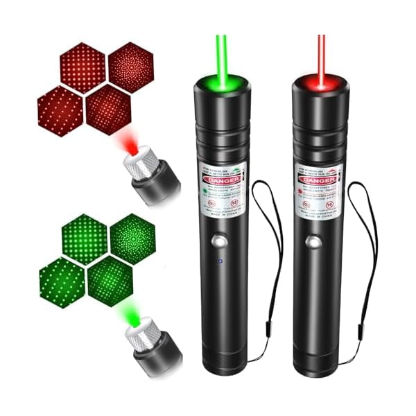 [2 Packs Green+Red Beam] Rechargeable Green & Red Beam Light Flashlight ...