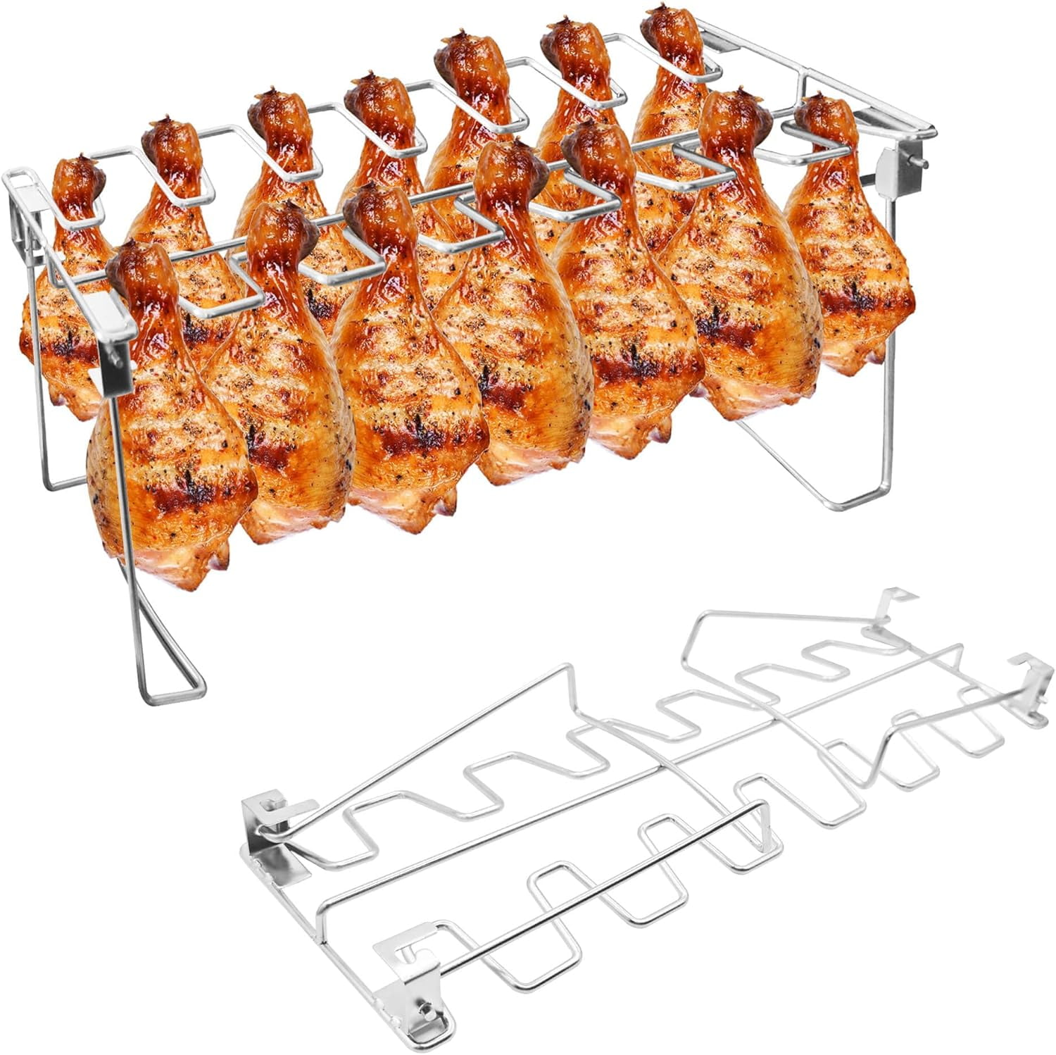 2 Packs Grill Rack, Chicken Leg and Wing Rack, 14 Slots Chicken ...