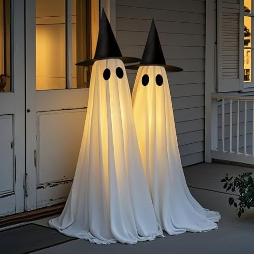 2 Packs Halloween Decorations Outdoor, 5 FT Ghost Decor with Remote ...