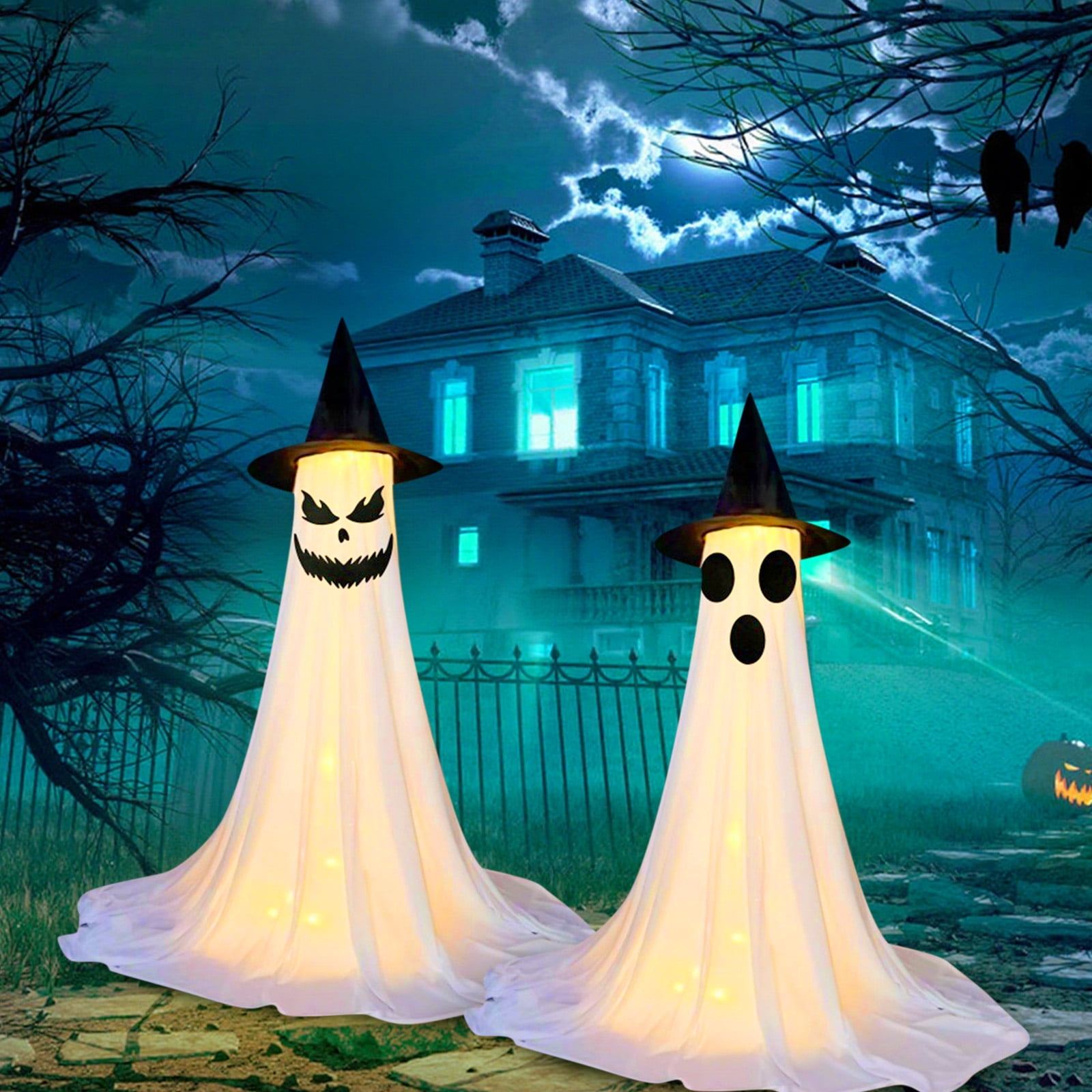 2 Packs Halloween Decorations Outdoor,Ghost Decor Kit with Remote ...