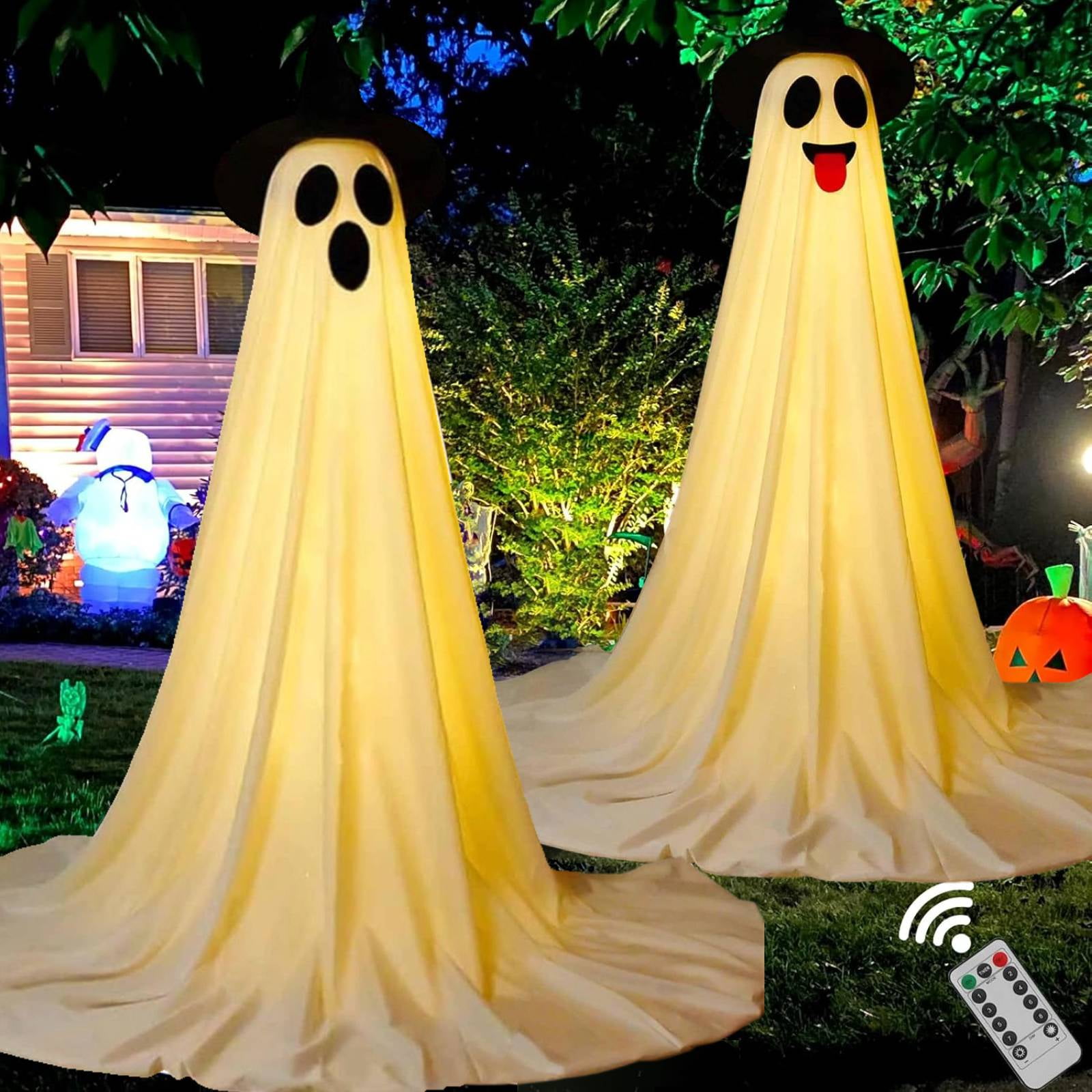 2 Packs Halloween Decorations Outdoor Standing Ghost, Light Up Spooky ...