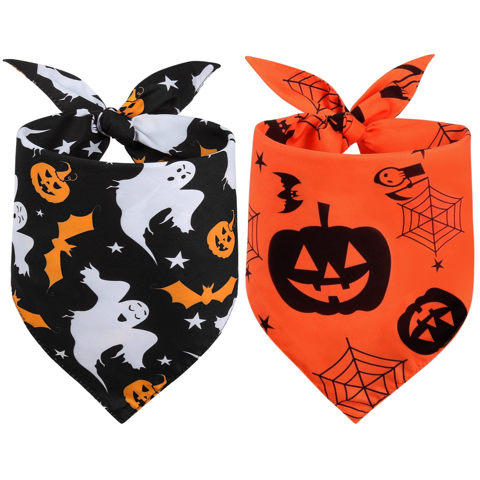 2 Packs Halloween Triangle Dog Bandana,Reversible Pumpkin Dog Scarf ...