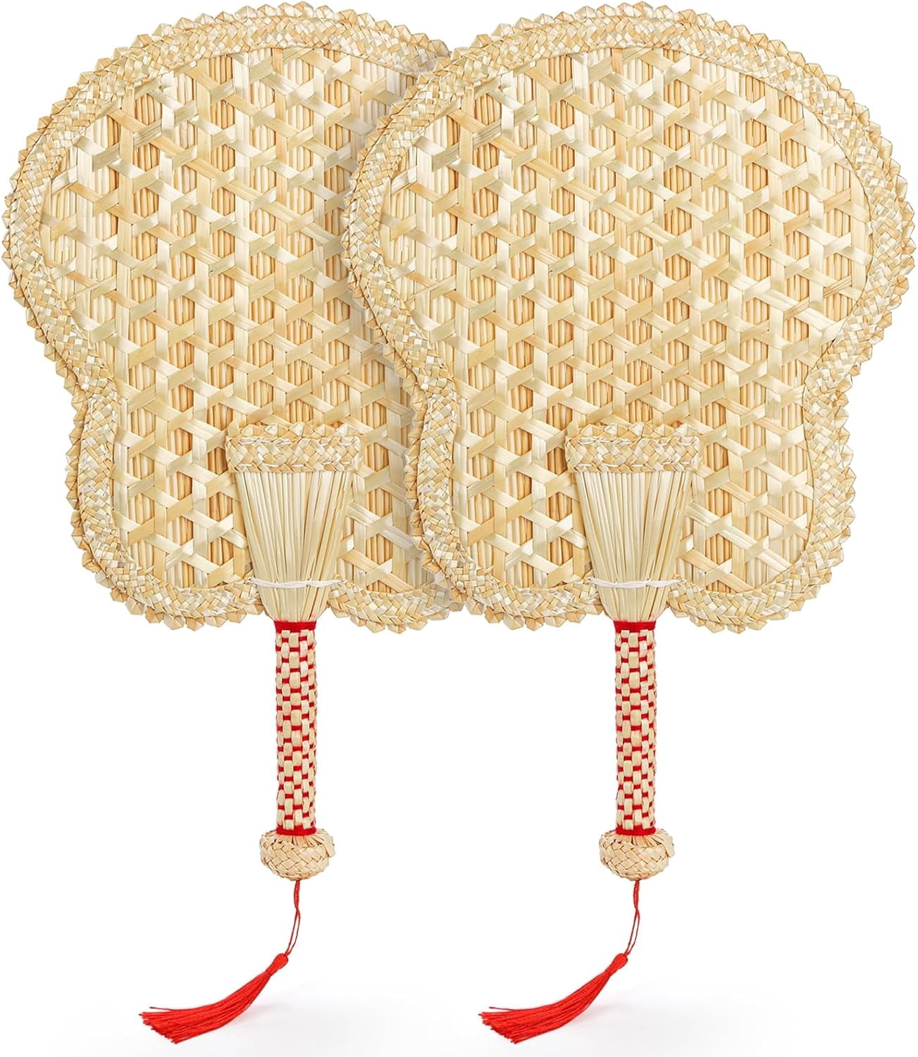2 Packs Hand Woven Fan, Handheld Wheat Straw Fans, Rustic Chinese ...