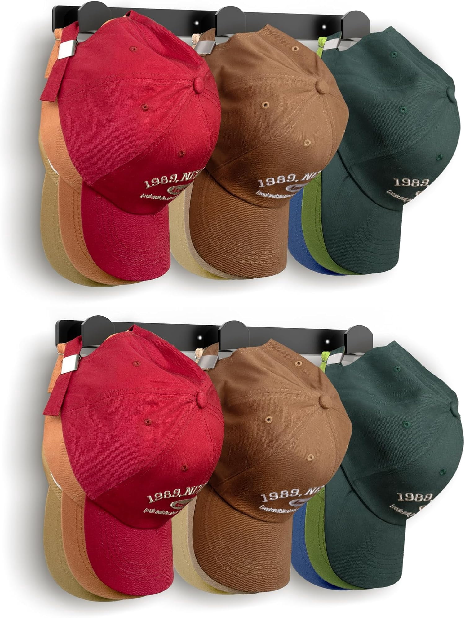 2 Packs Hat Rack for Wall, Hat Organizer for Baseball Caps, 3 Mounting ...
