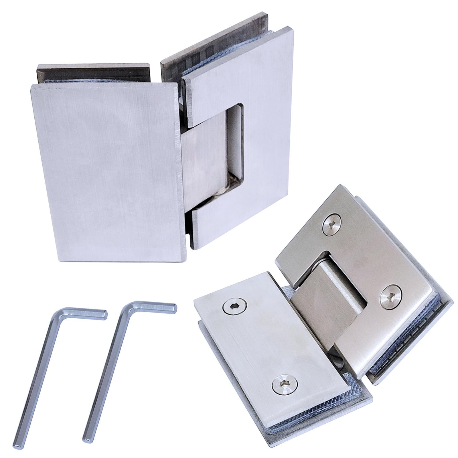 2 Packs Heavy Duty 135 Degree Solid Shower Door Hinges Frameless Glass Door Hinges, 304 ...