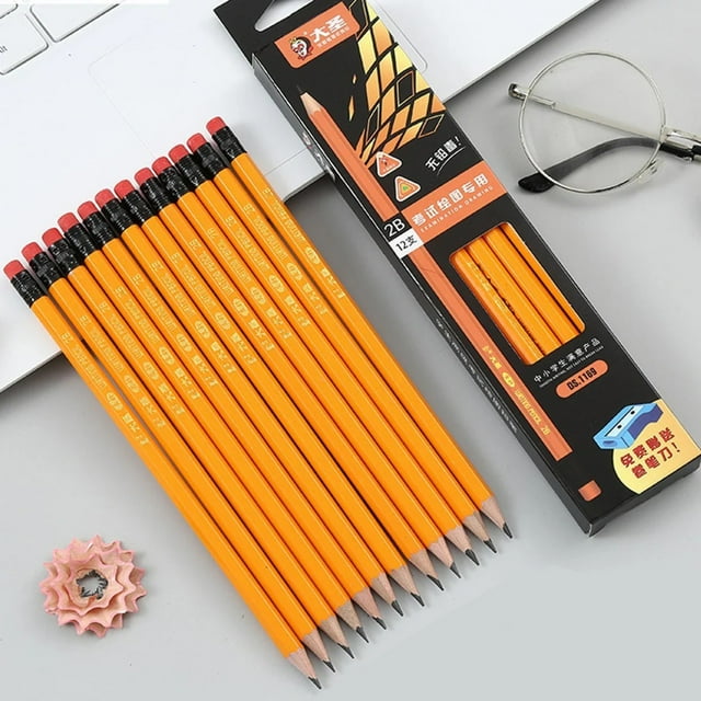 2 Packs Hexagonal Wood Pencils Pre-Sharpened with Eraser - Walmart.com