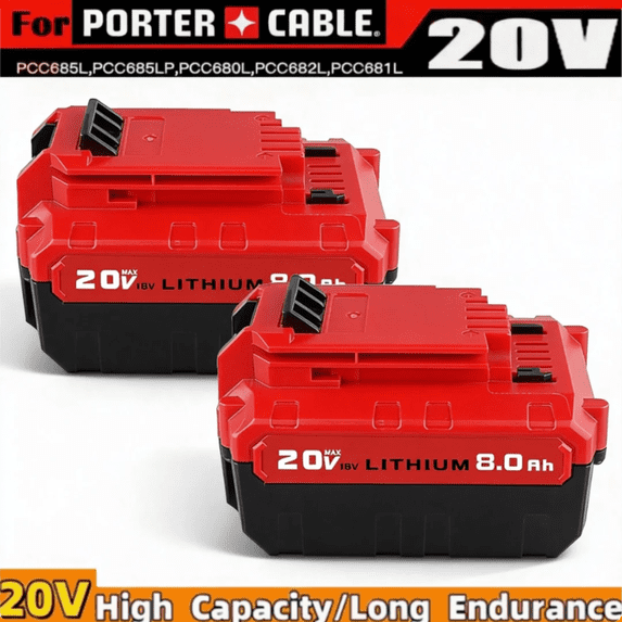 2-Packs High-Output 8.0Ah Battery Replacement 20V for Porter Cable ...
