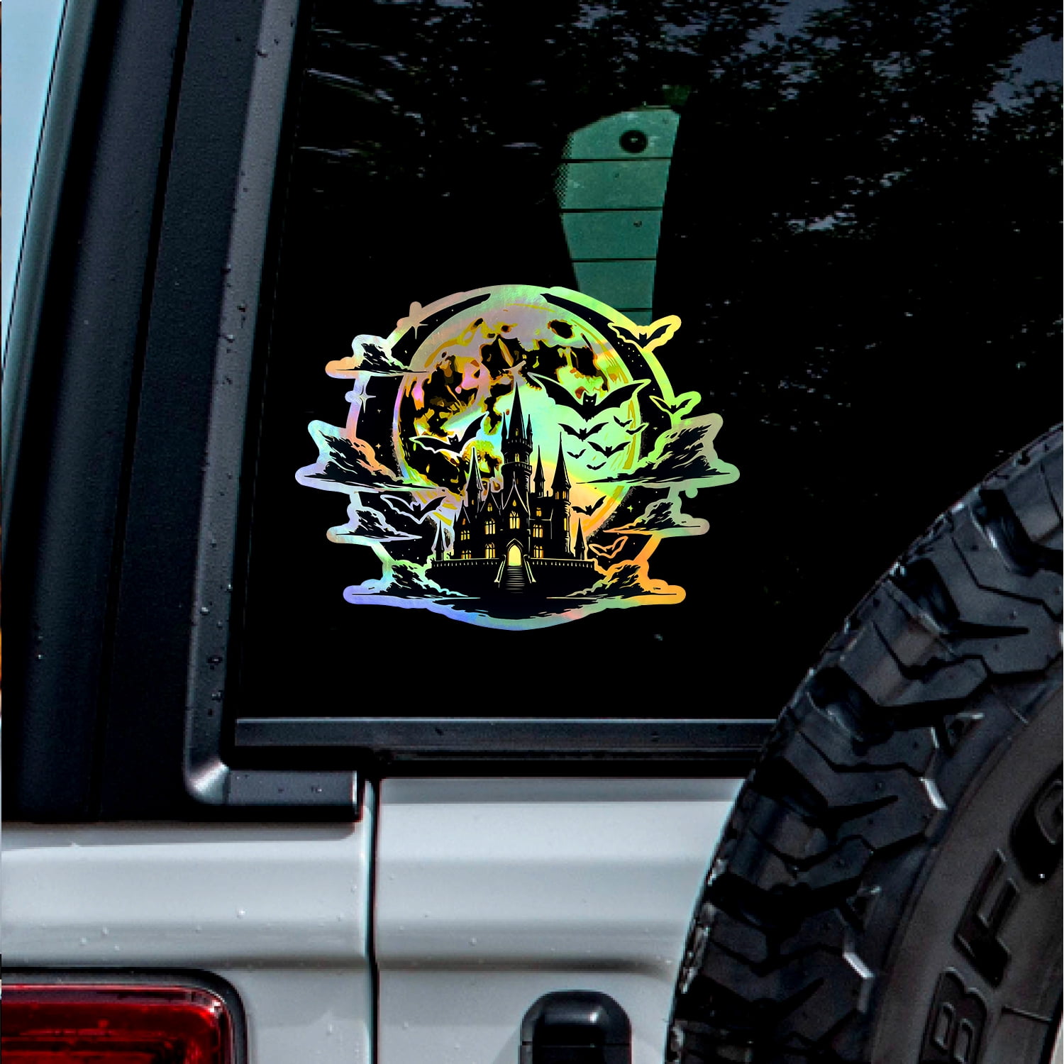 (2 Packs, Holographic Effect, 4.9'' X 3.8'') Sticker Of Full Moon With ...