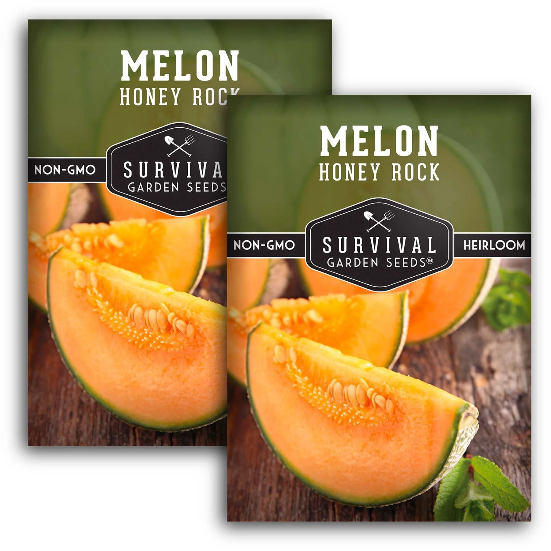 2 Packs Honey Rock Melon Seeds - Non-GMO Heirloom Full Sun Annual ...