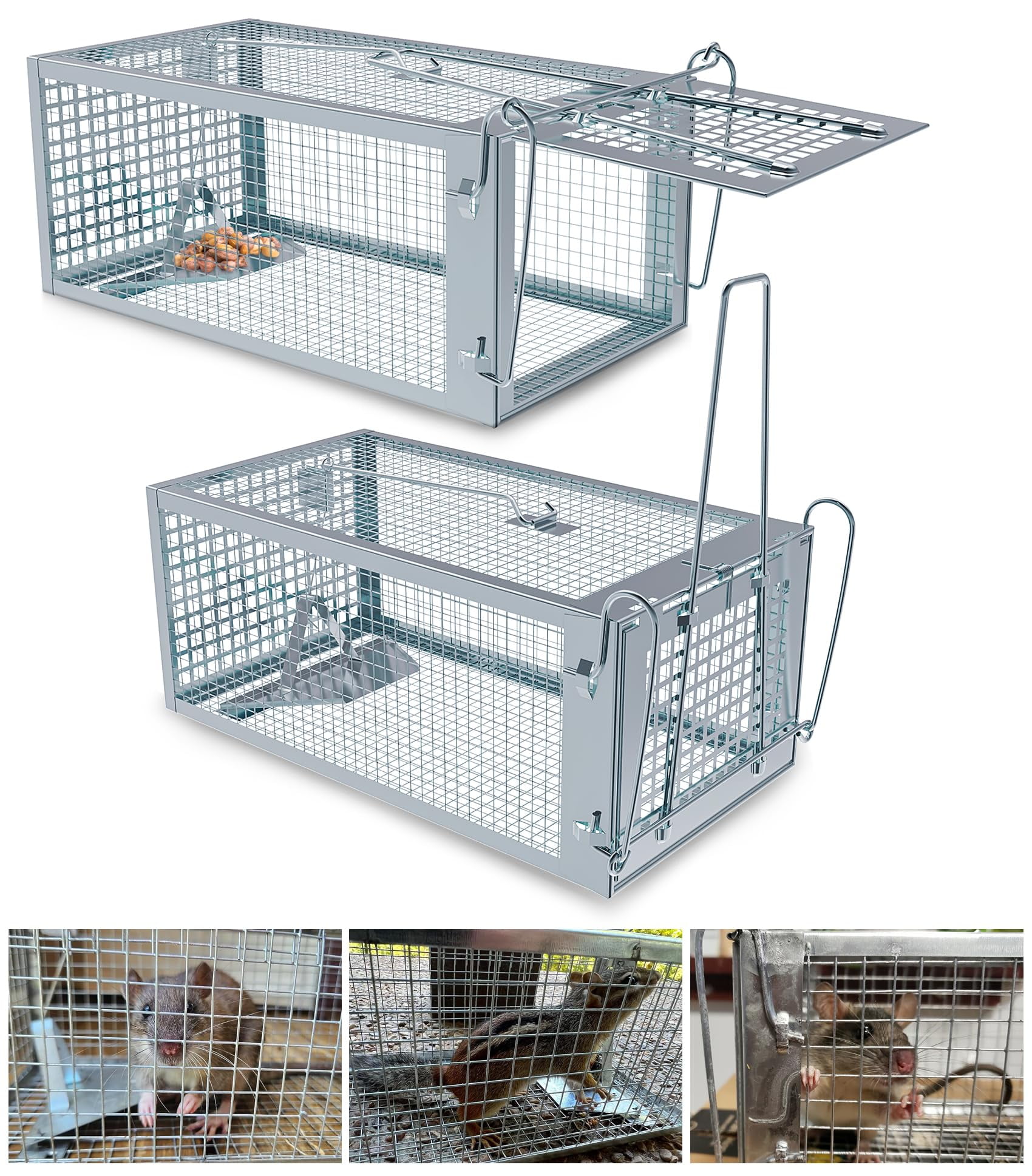 2 Packs Humane Rat Trap Outdoor, Wanqueen Humane Mouse Traps Indoor for ...
