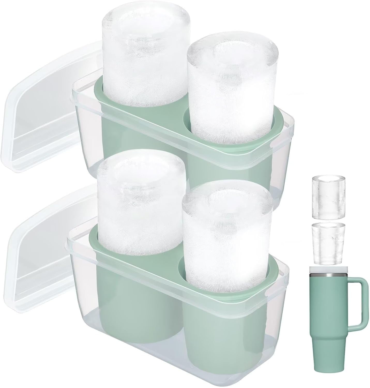 2 Packs Ice Mold for Stanley Cup, Silicone Ice Cube Tray for Stanley ...