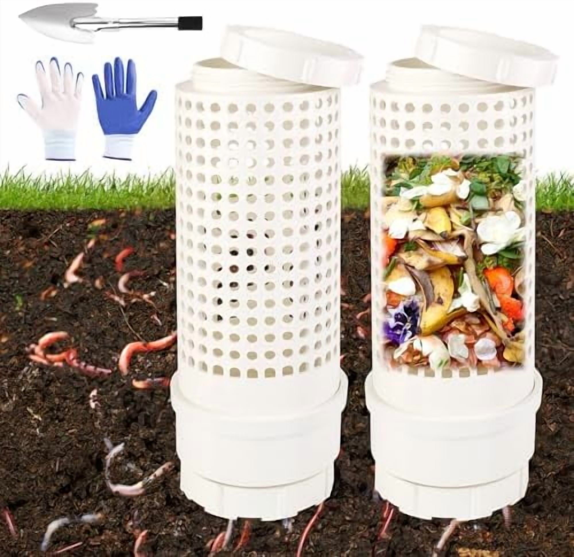 2 Packs Inground Worm Composter, Outdoor Worm Farm Compost Bin Kit with ...
