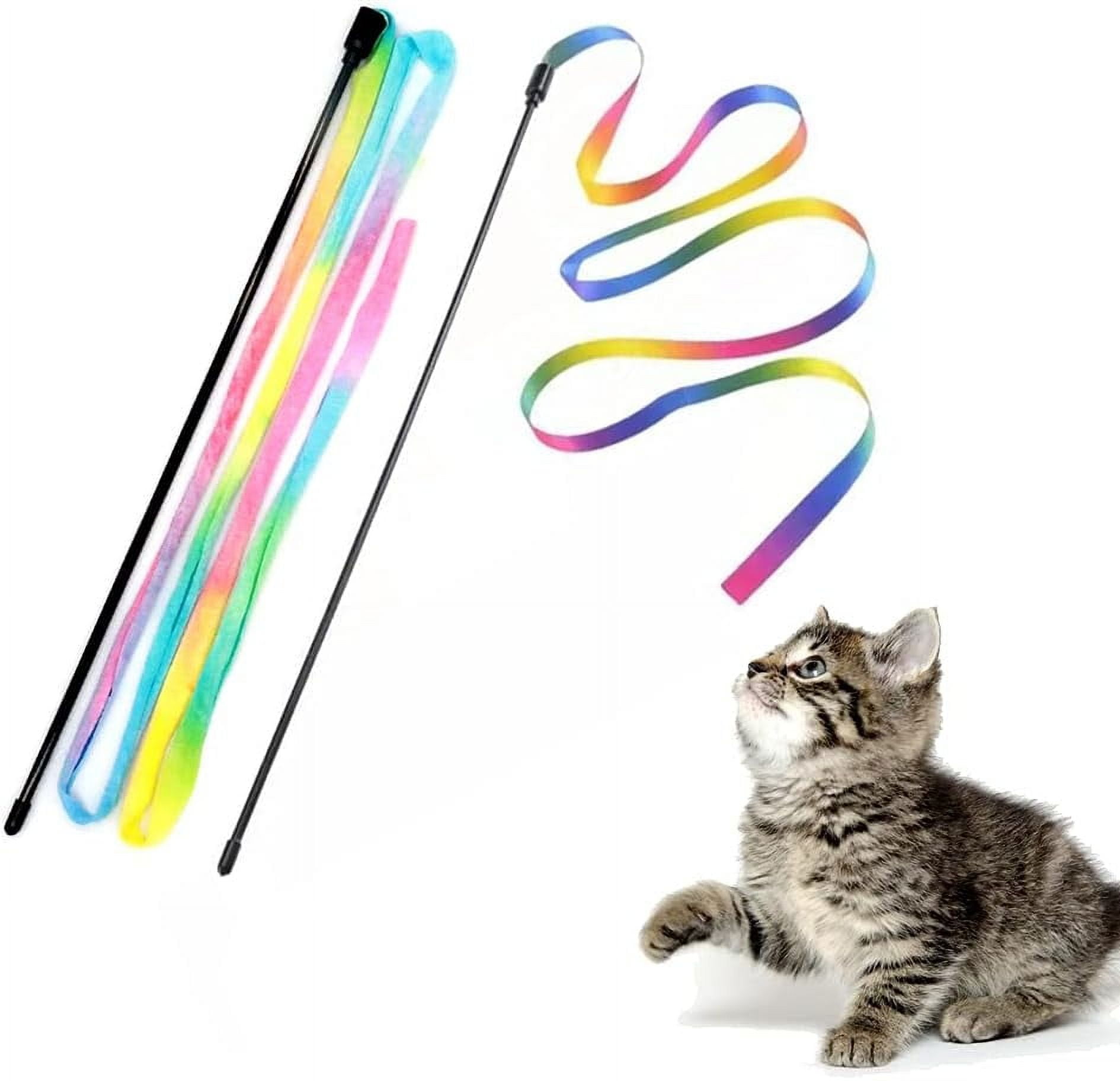 2 Packs Interactive Cat Wand Toys Interactive Cat Teaser Wand String ...