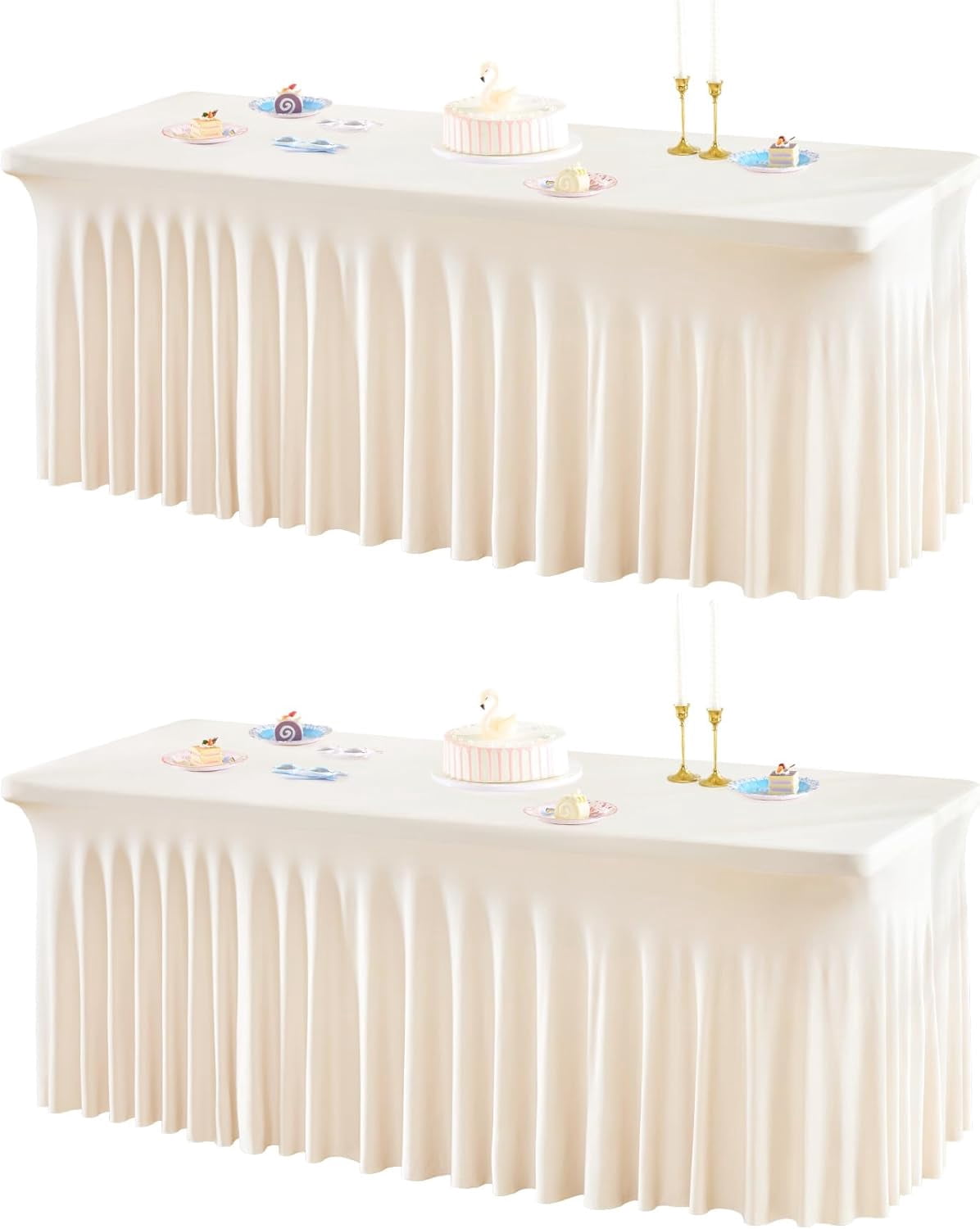 2 Packs Ivory Table Clothes for 6 Foot Rectangle Tables, One-Piece ...