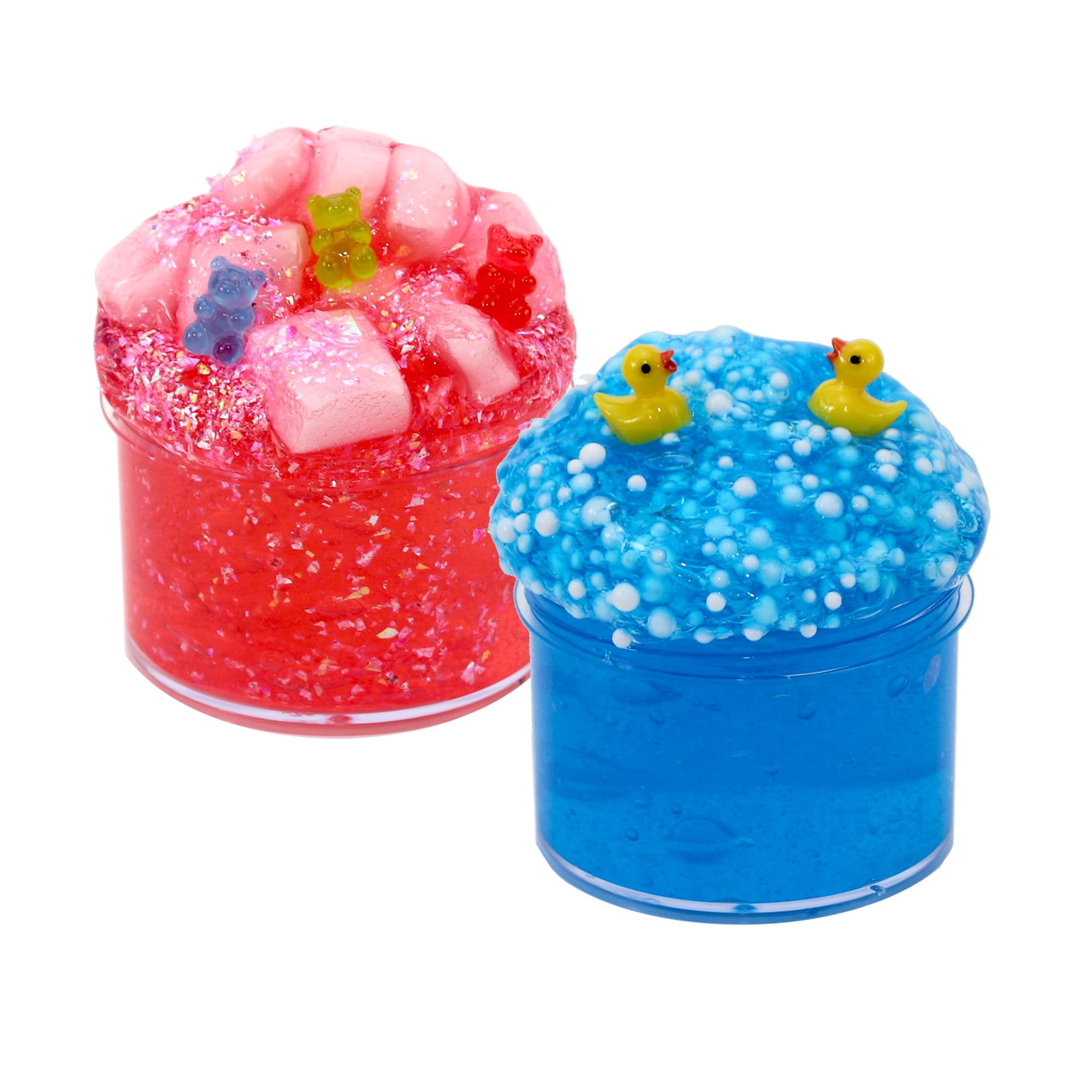 2 Packs Jelly Cube Crunchy Slime Kit for Girls with Duck and Bear(Pink ...