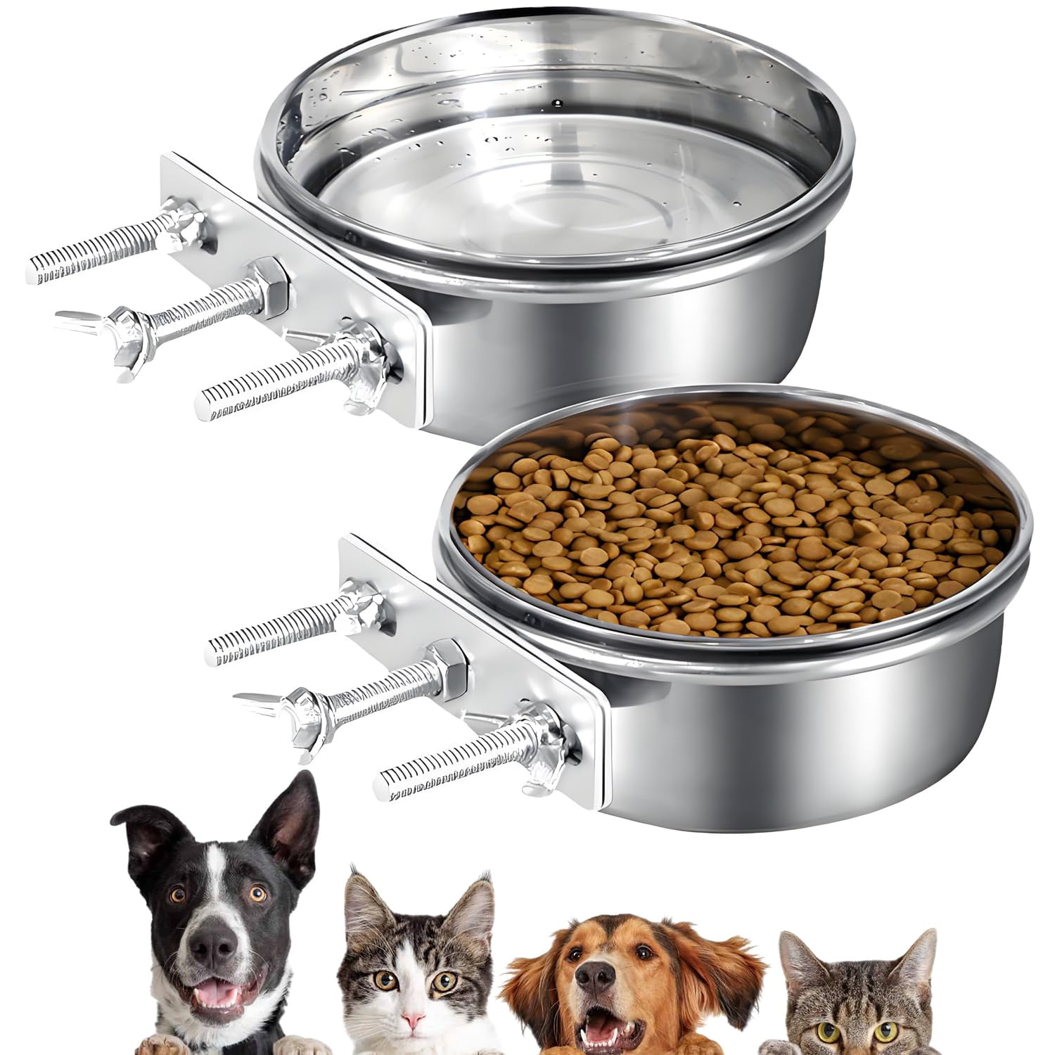 2 Packs Kennel Water OIF8 Bowl Hanging Dog Crate Water Bowl No Spill ...