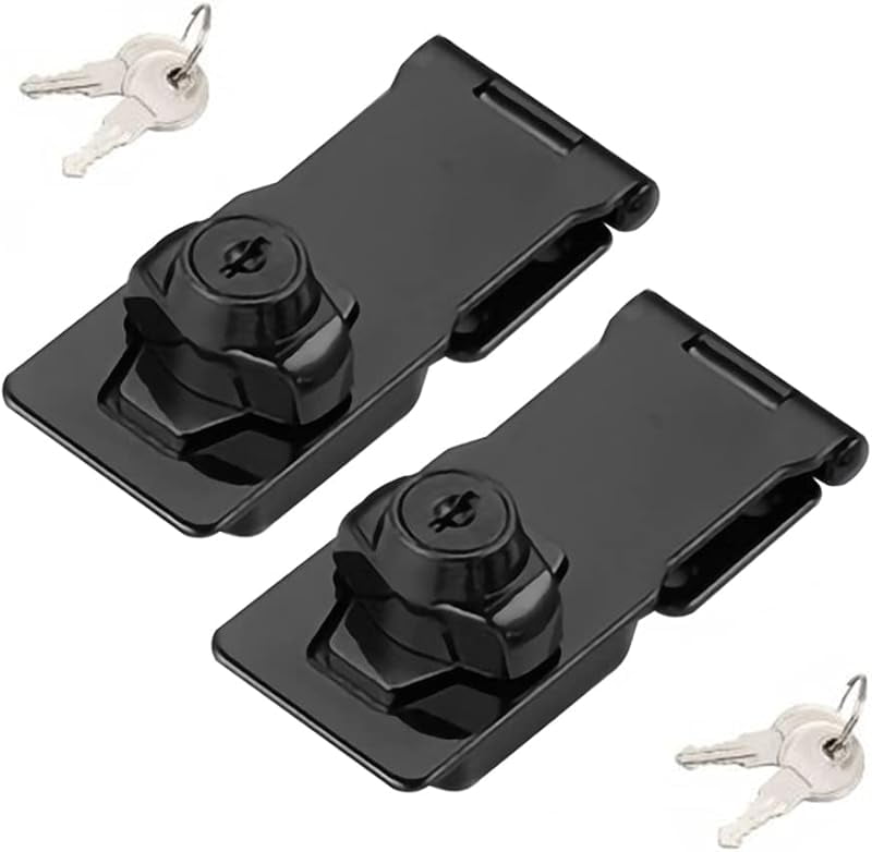 2 Packs Keyed Hasp Locks Twist Knob Keyed Locking Hasp for Small Doors ...