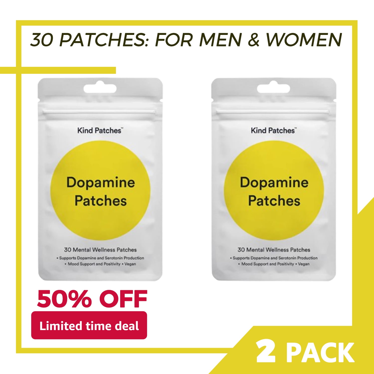 2 Packs Kind Patches Dopamine Patches Aims to support mood, motivation, and emotional wellbeing ...