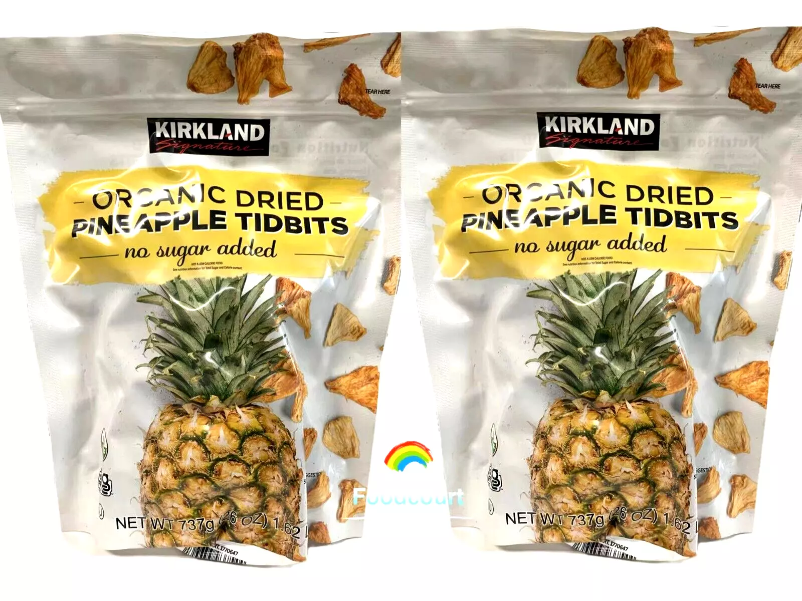 Kirkland Organic Dried Pineapple Tidbits, 2 Packs, 26 oz Each, 52 oz Total, No Sugar Added ...
