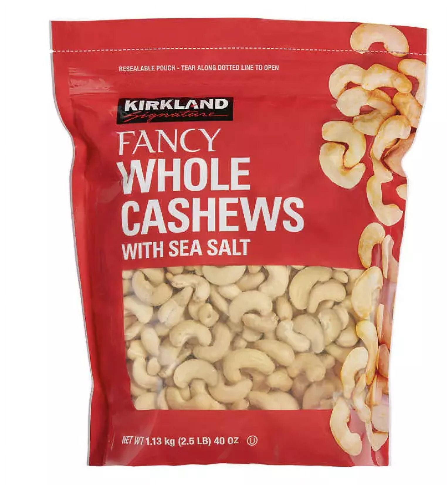 2 Packs Kirkland Signature Whole Fancy Cashew Nuts With Sea Salt 40 oz ...