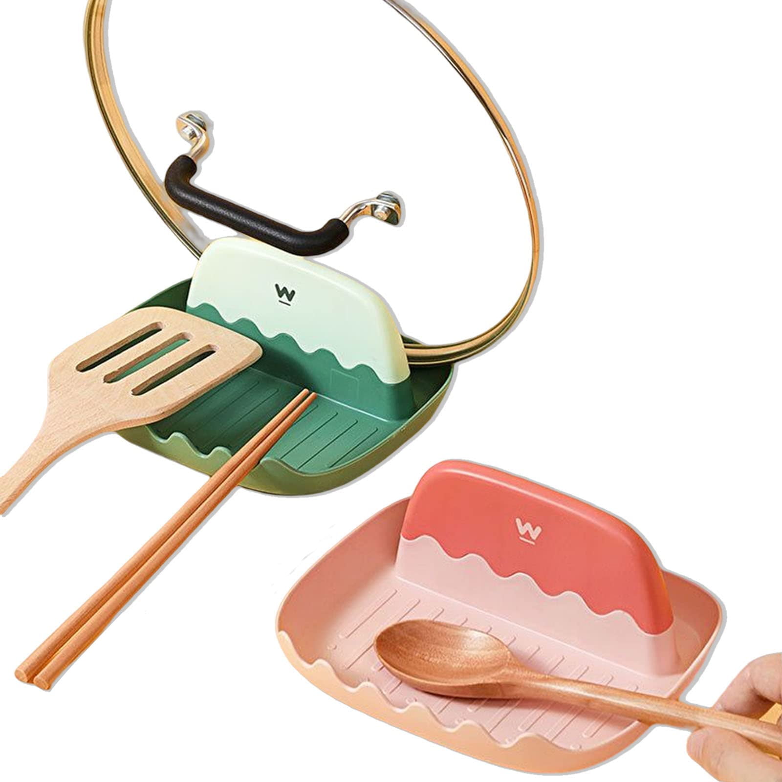 2 Packs Kitchen Spoon Rest/Spoon Holder for Stove Top, Heat-Resistant ...