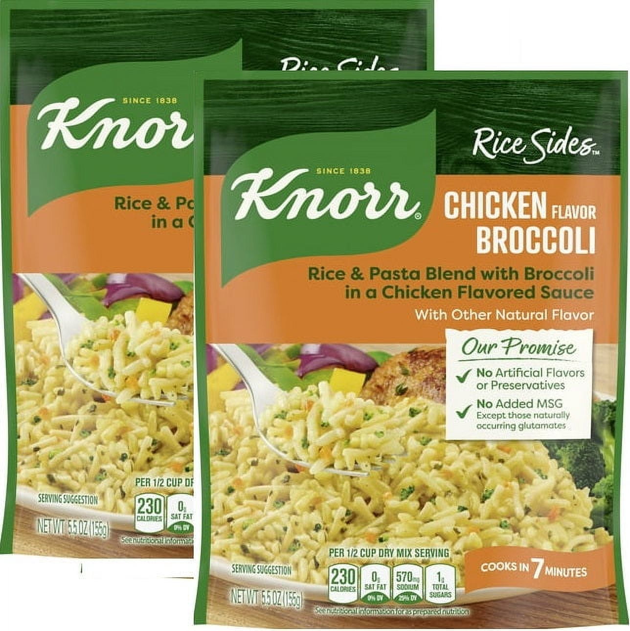 2 Packs Knorr Chicken Broccoli Rice Sides and Pasta Blend, Cooks in 7 ...