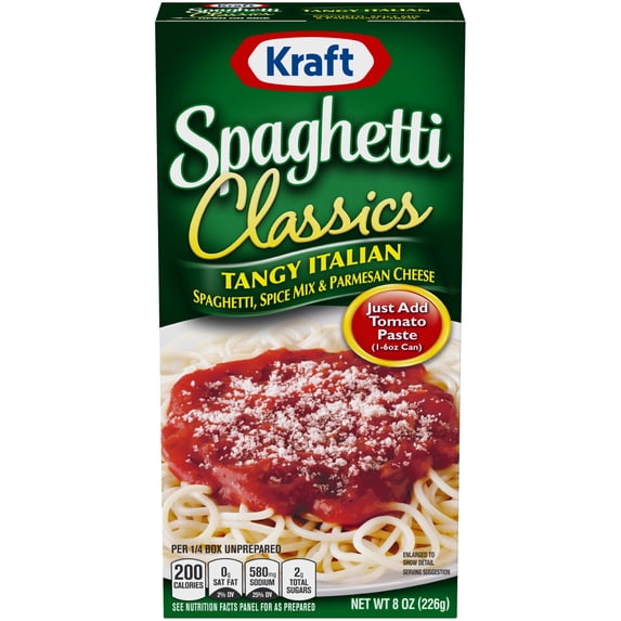 Kraft Spaghetti Classics Tangy Italian Meal Kit, Spices, Parmesan, 8 oz ...