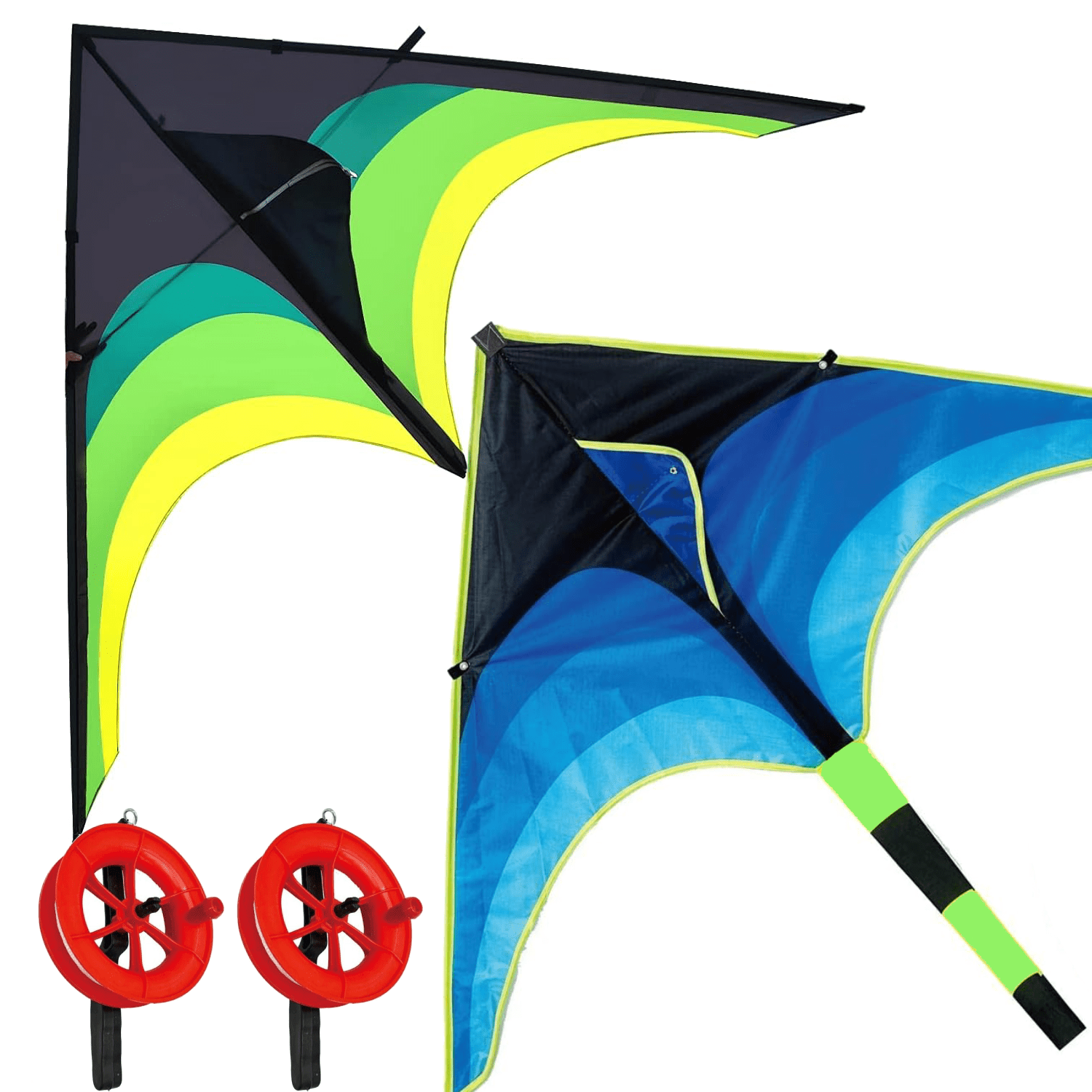 2 Packs Large Delta Kite Green and Blue,Huge kites for Adults and Kids ...