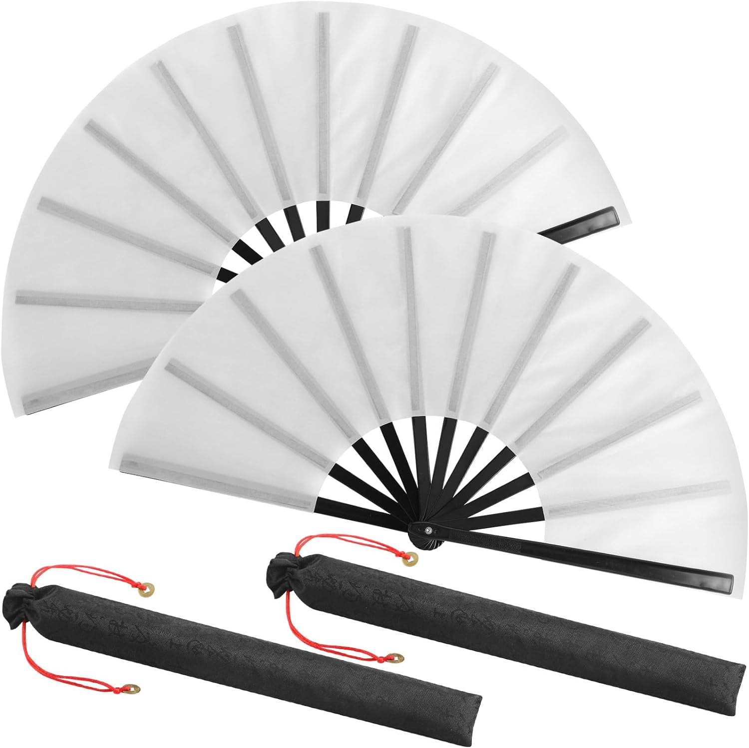 2 Packs Large Folding Silk Hand Fans Festival Tai Ji Fan Chinese ...