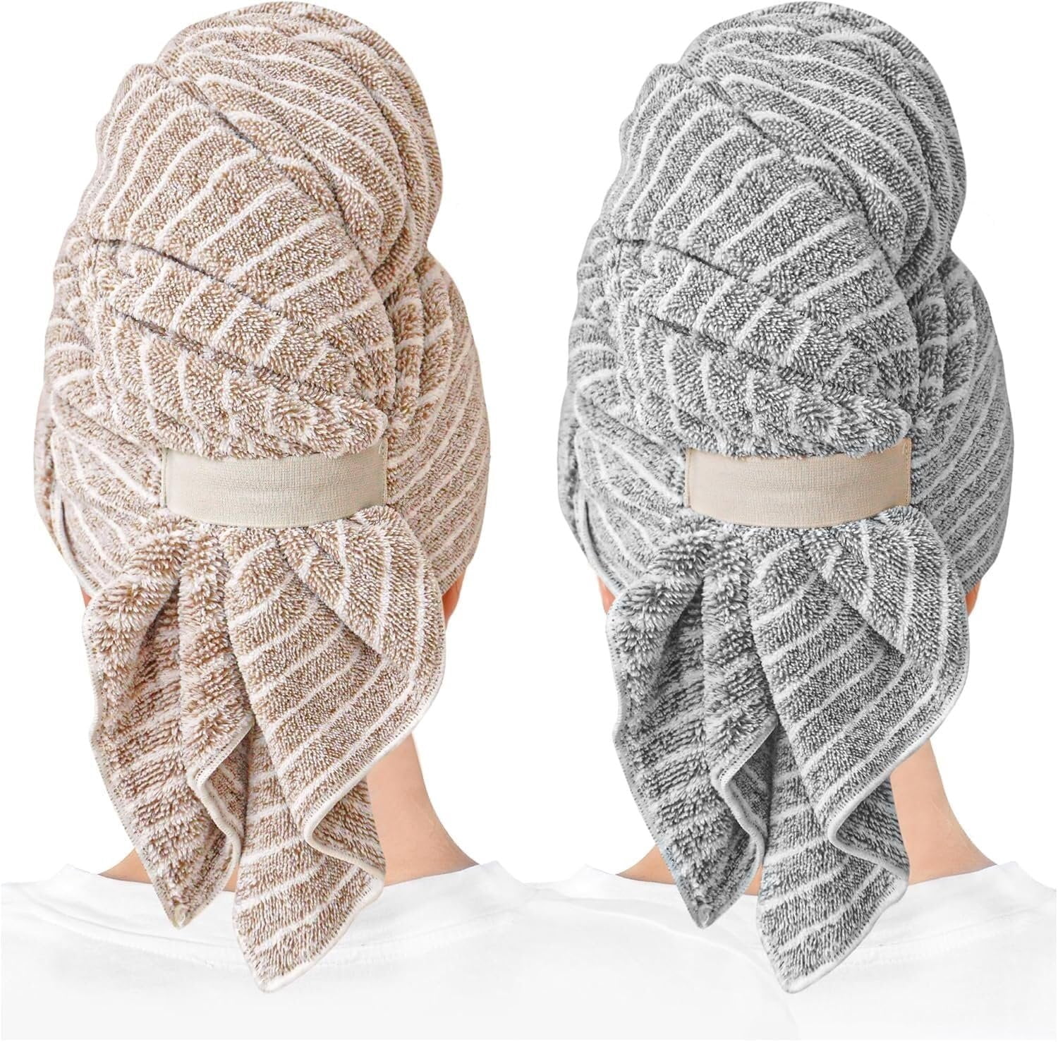 2 Packs Large Microfiber Hair Towels for Women, Super Absorbent & Quick ...