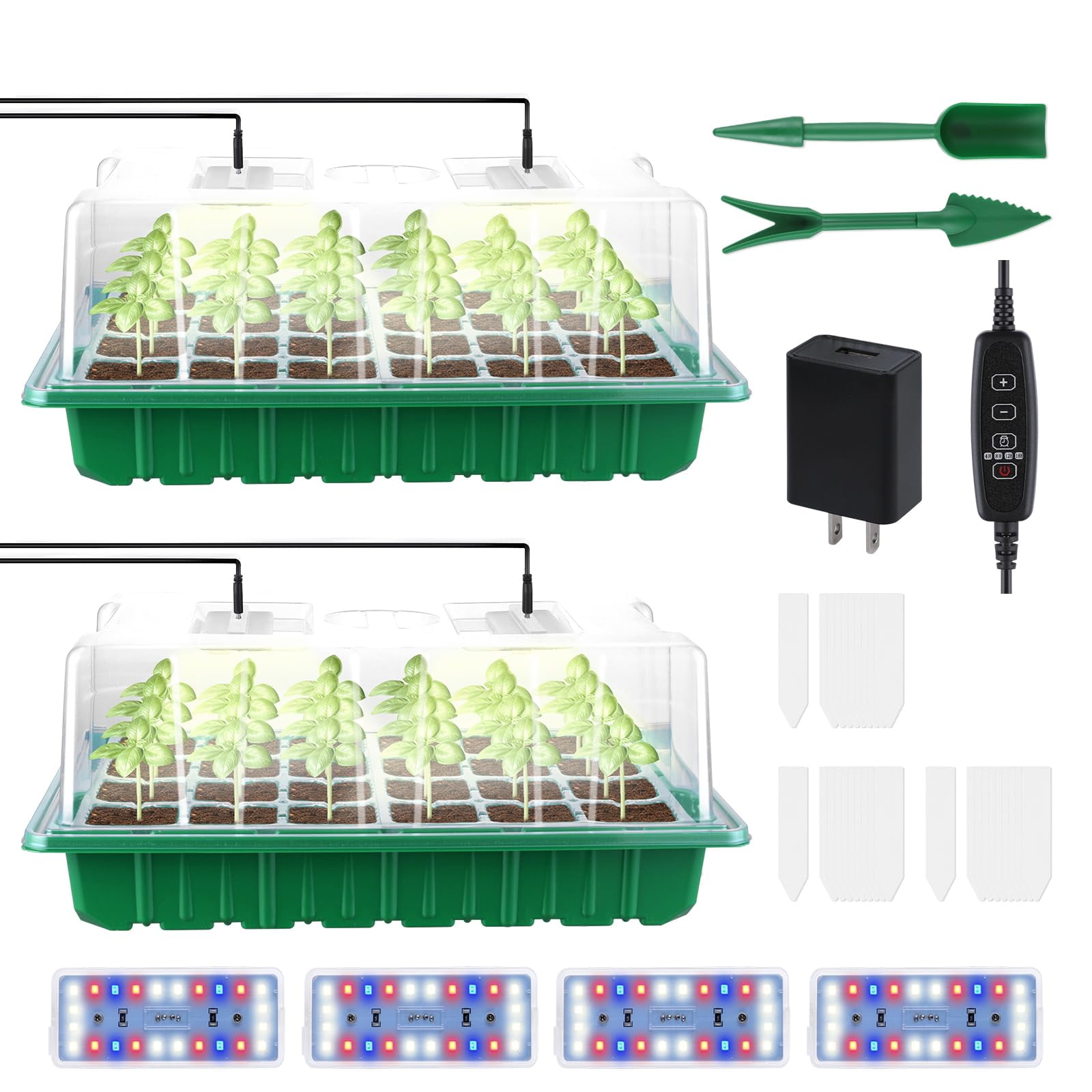 2 Packs Large Seed Starter Tray, Adjustable Brightness and Timer with ...