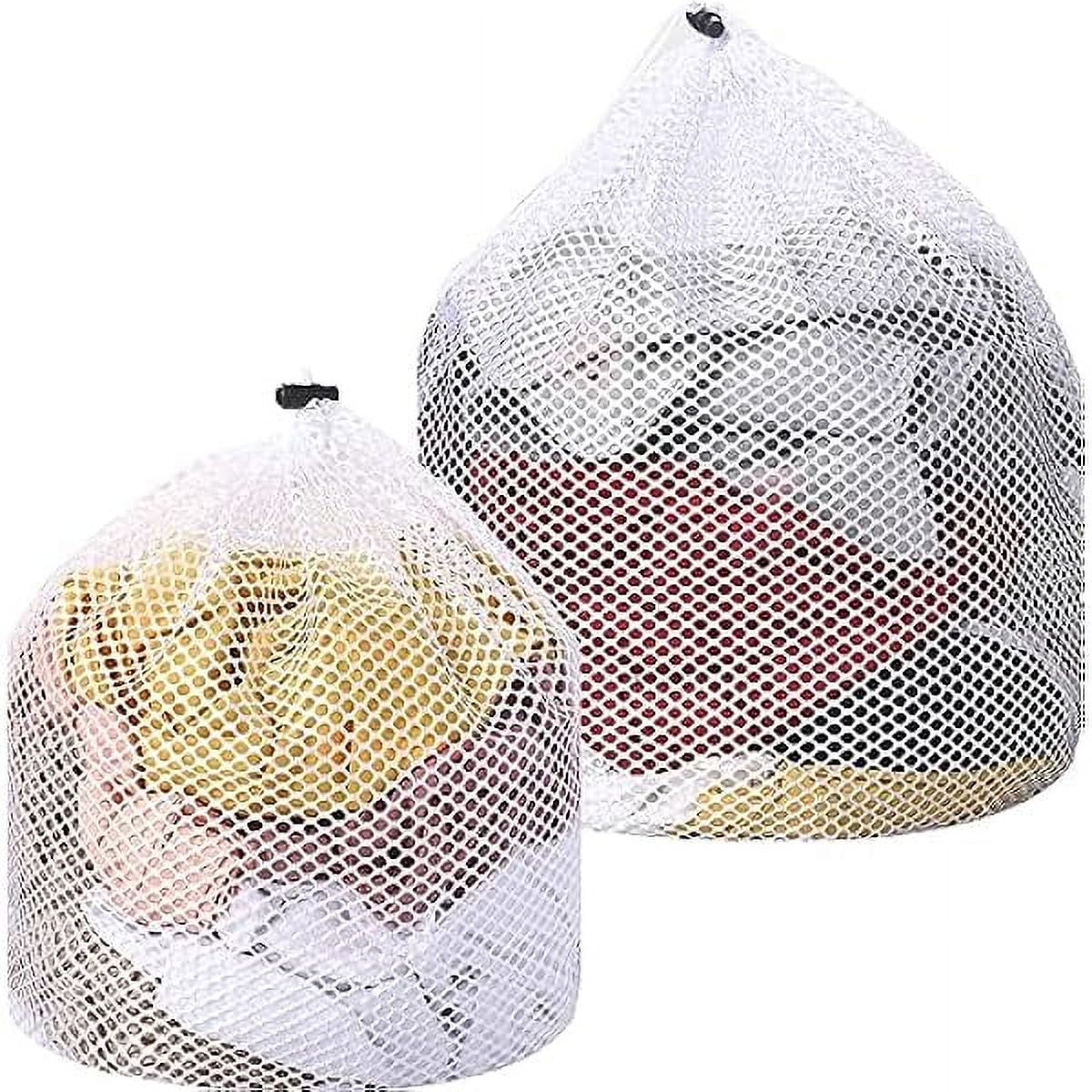 2 Packs Laundry Mesh Bags, Drawstring Net Laundry Bag for Washing ...