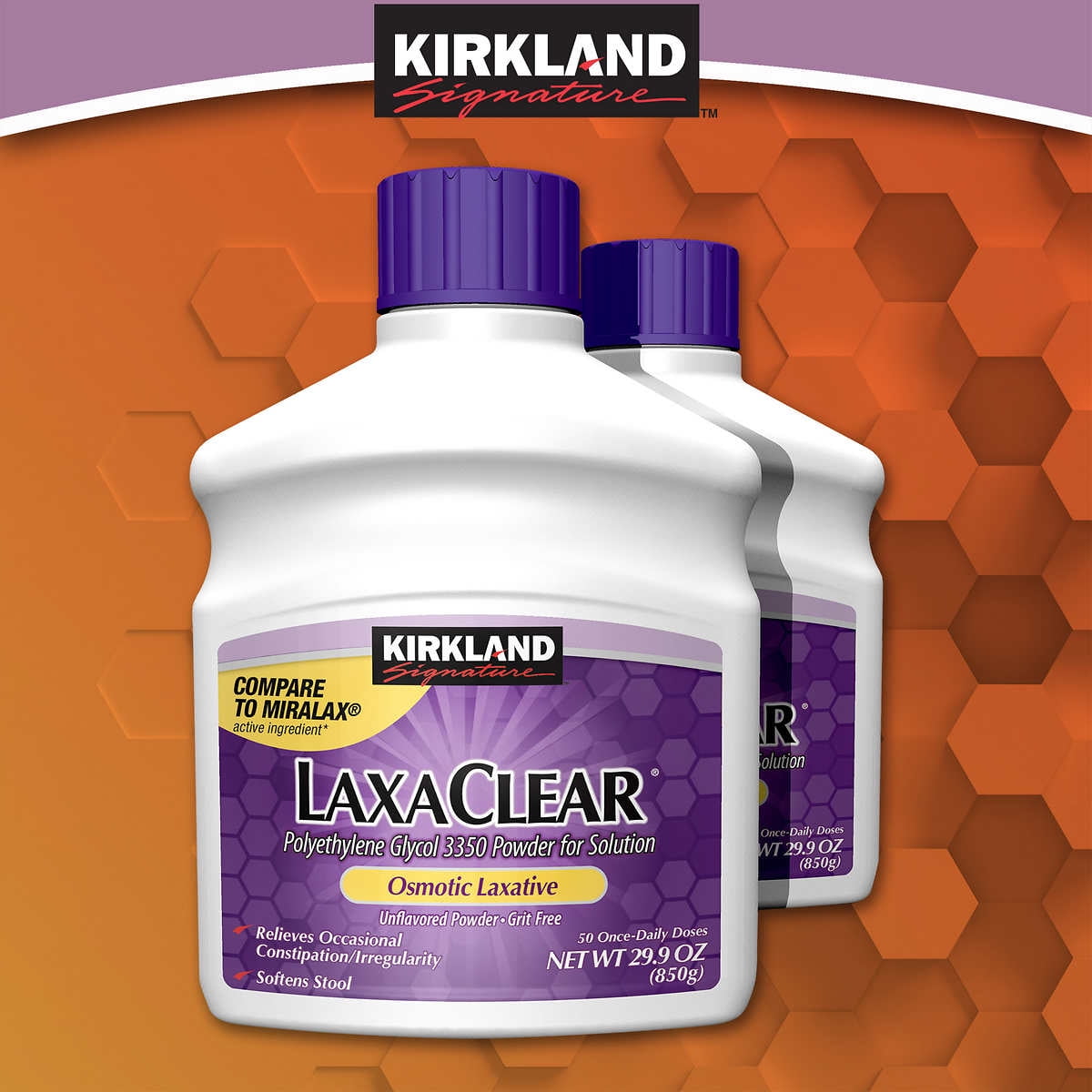 2 Packs Laxaclear Laxative, 100 Doses - Compare to MiraLAX Active ...