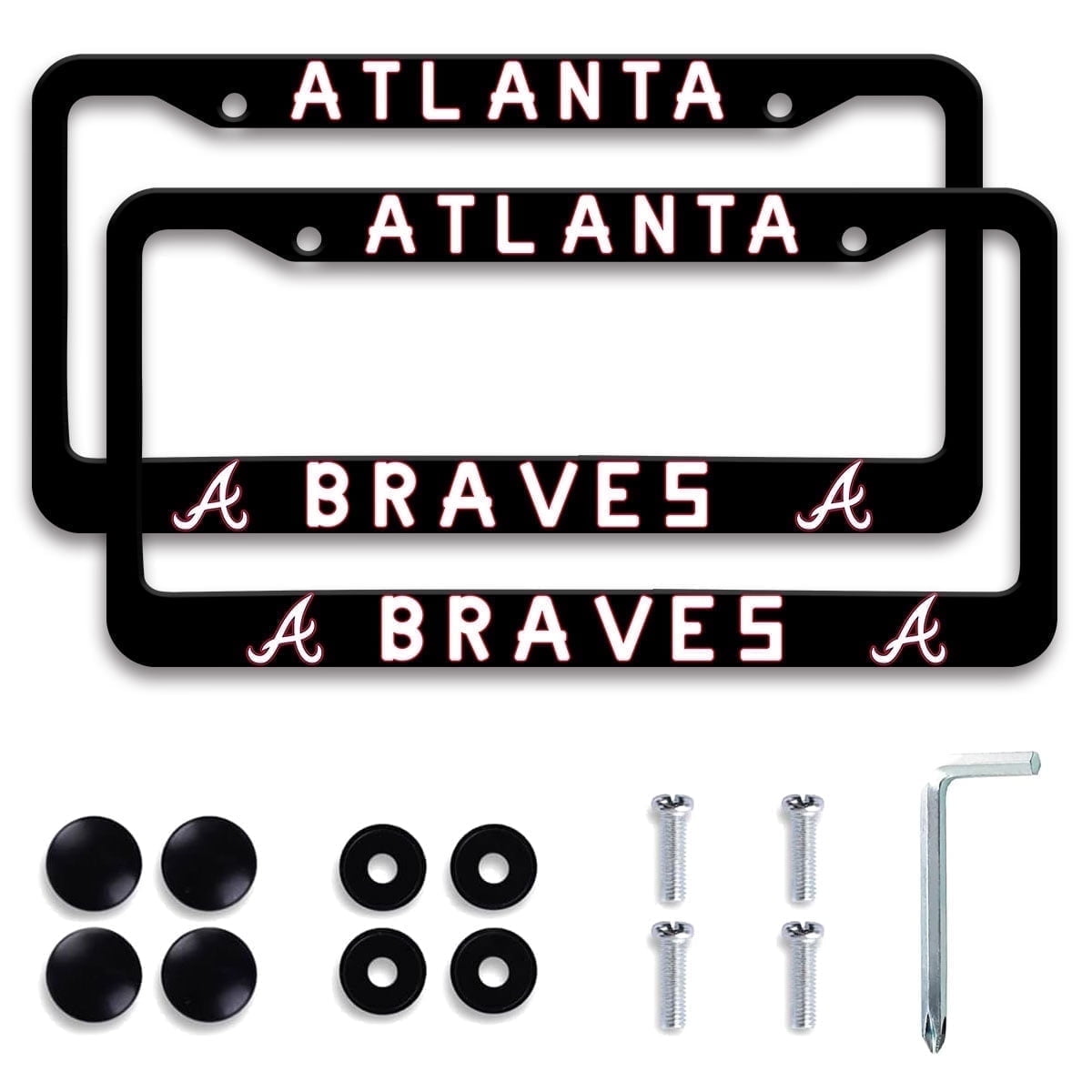 2 Packs License Plate Frames for Braves, Matte Black License Plate ...