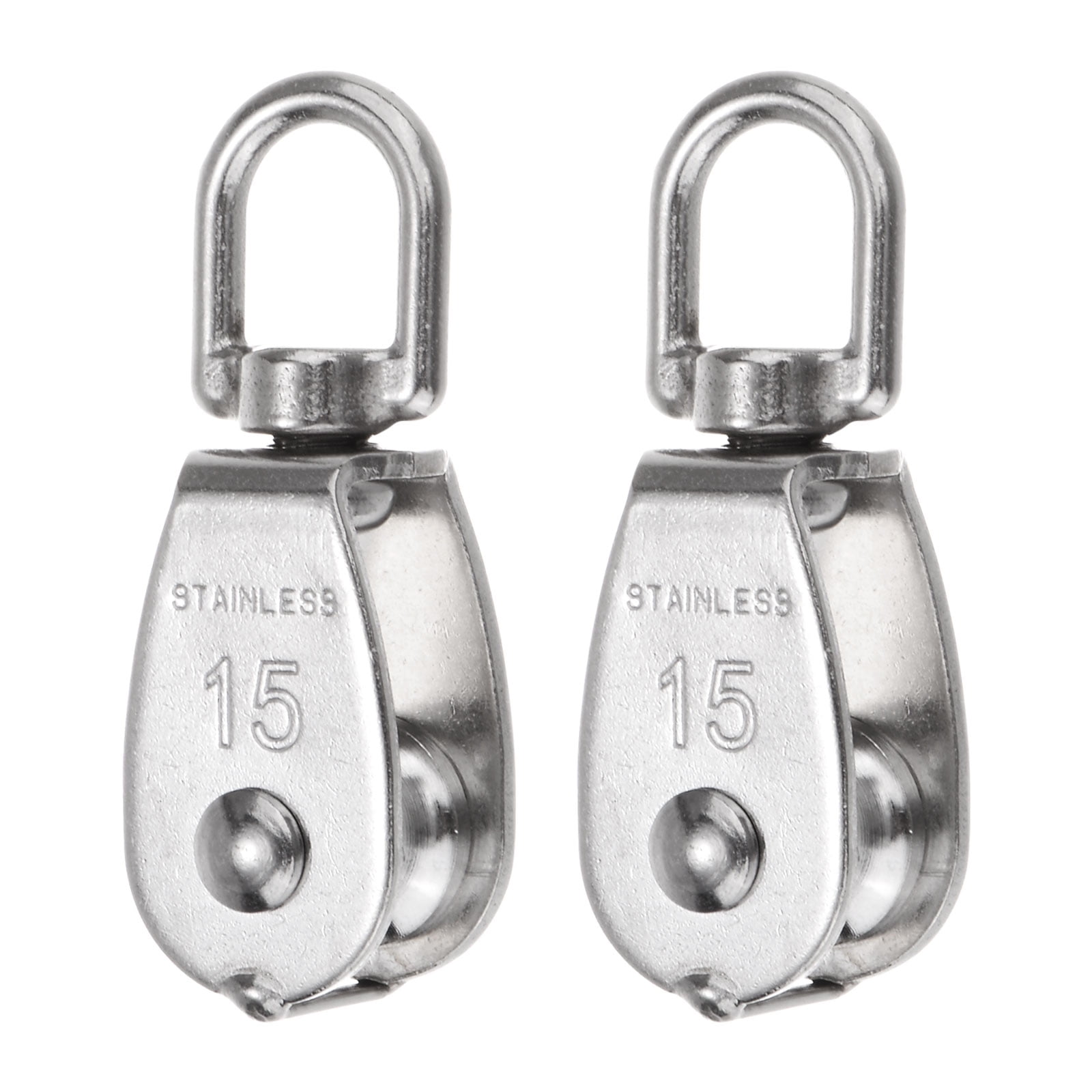 2 Packs M15 Single Pulley Block, 304 Stainless Steel Hanging Wire ...
