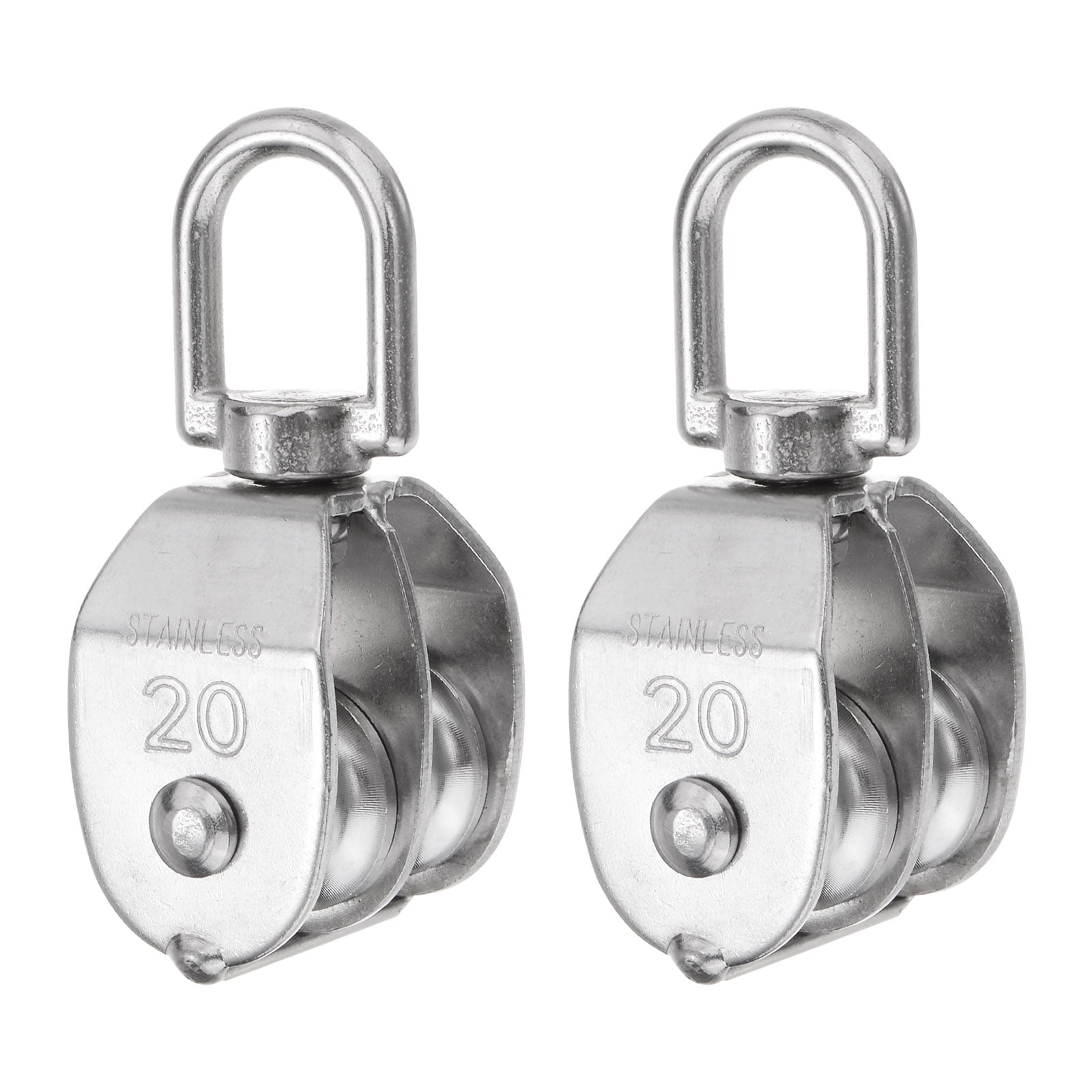 2 Packs M20 Double Pulley Block Stainless Steel Swivel Rigging Lifting ...